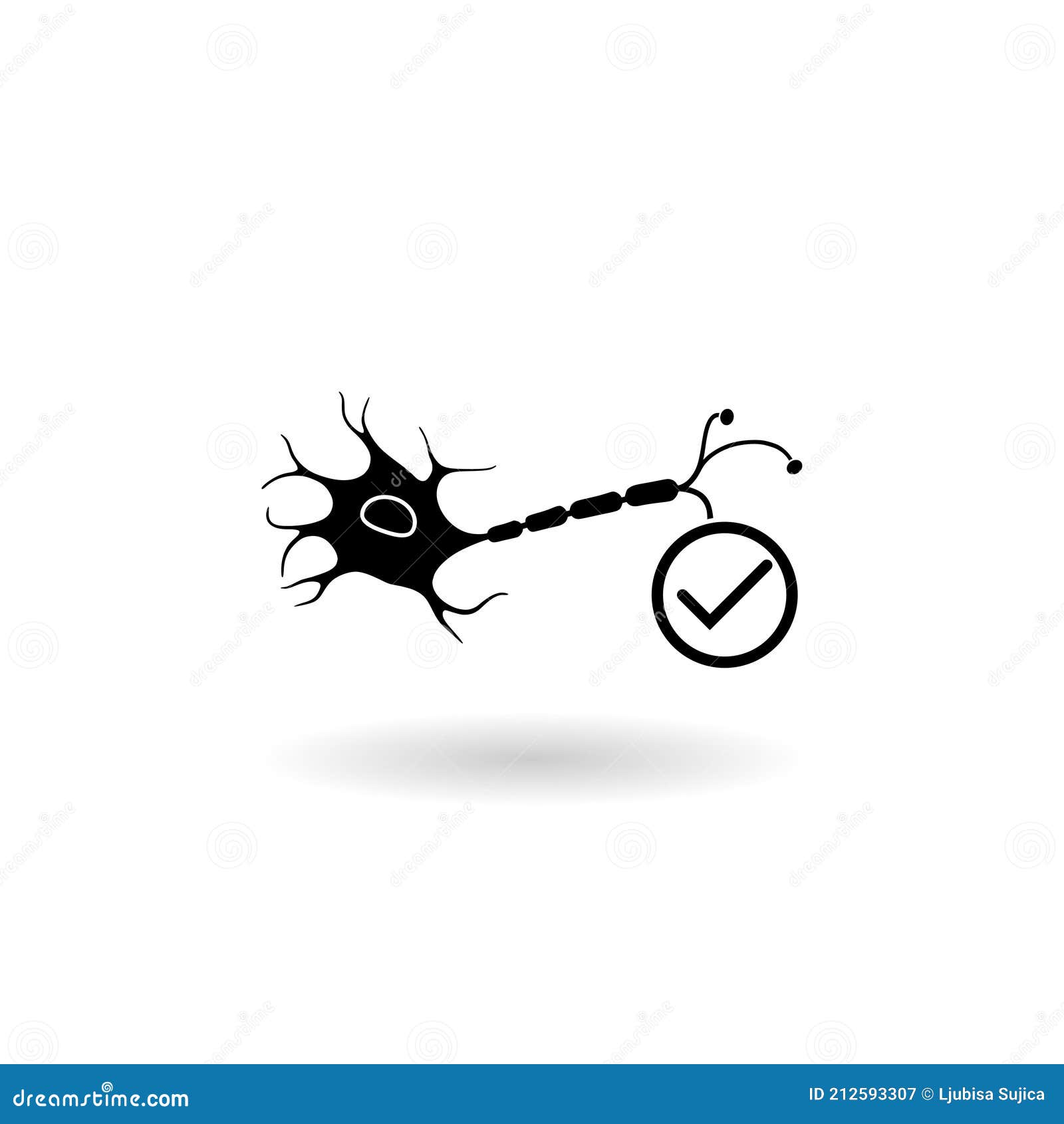 Neuron With Check Mark Sticker Icon Cartoon Vector | CartoonDealer.com ...
