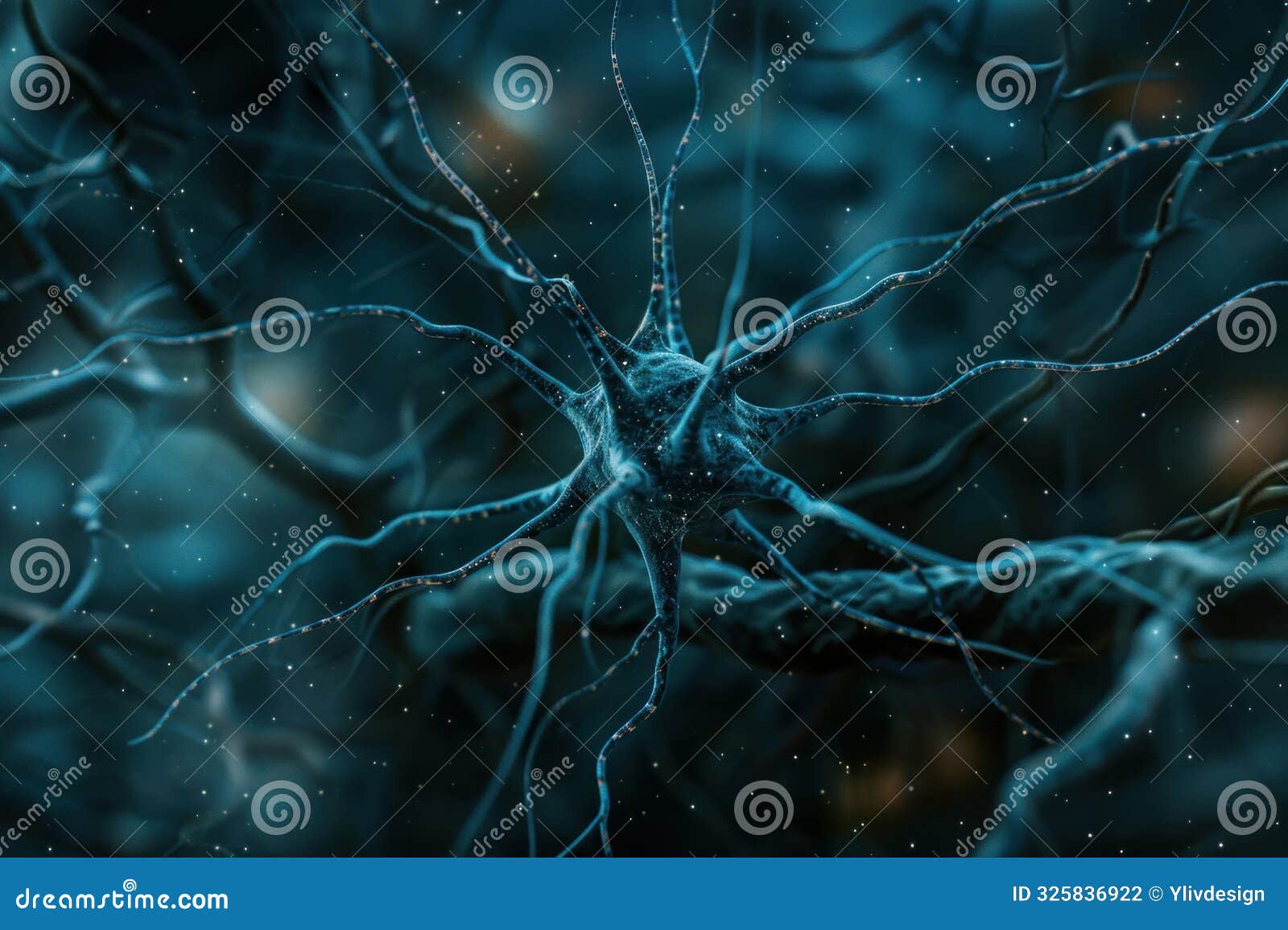 Neuron Transmitting Signals in the Brain with Axon and Dendrites Stock ...