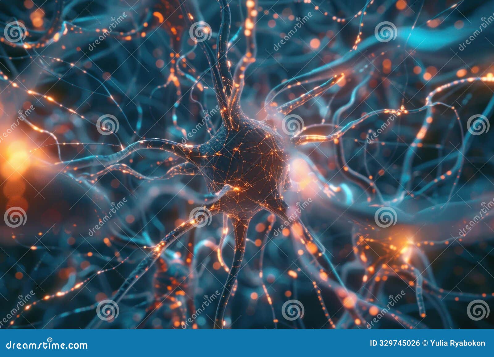 Neuron Transmitting Signals Showing Nervous System Activity Stock ...