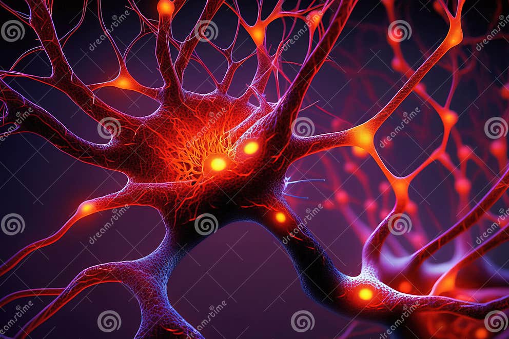 Neuron Under the Microscope in Lab. Ai Generative Illusration Stock ...