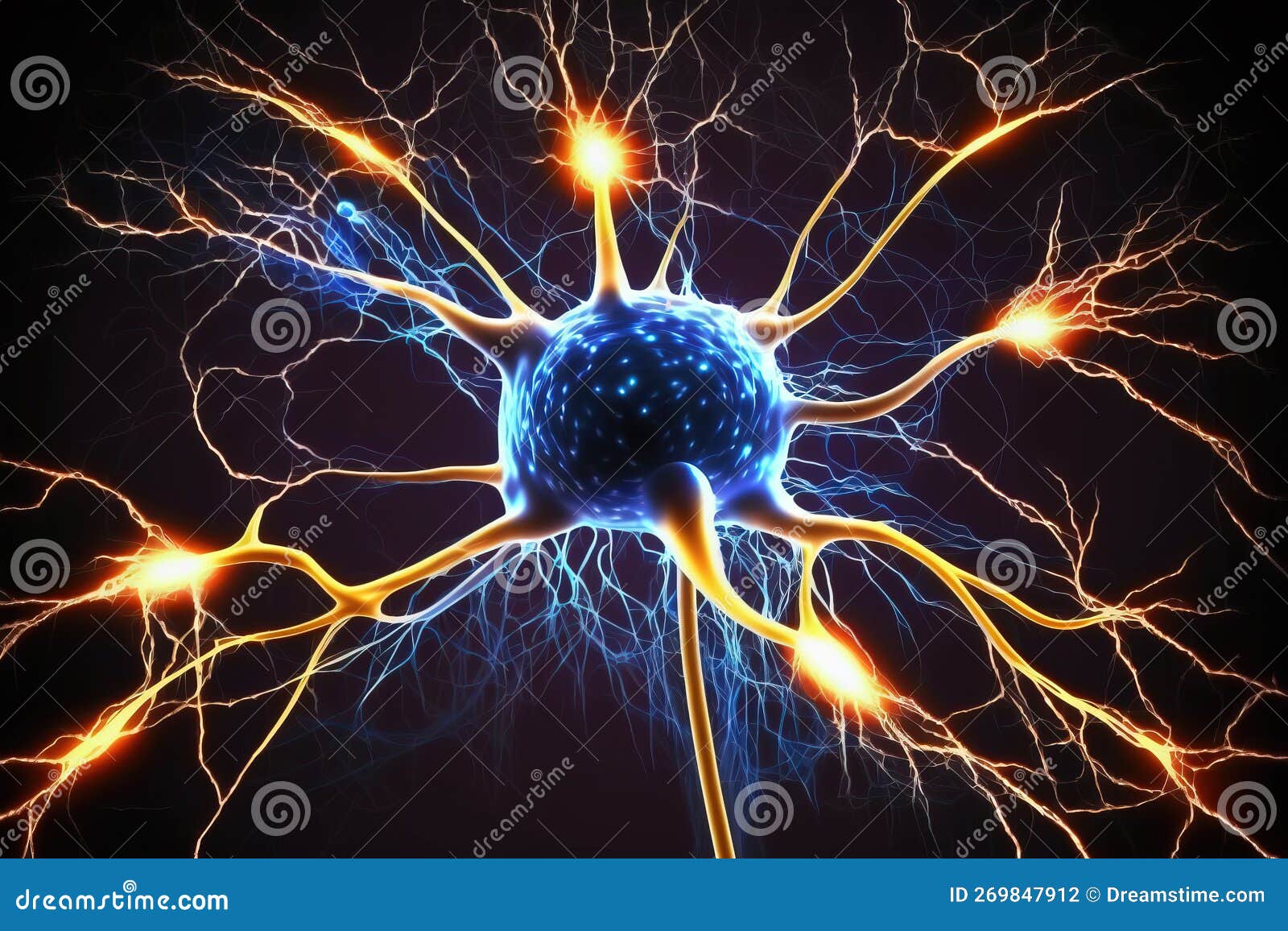 Neuron Under The Microscope In Lab Ai Generative Illusration Stock Illustration Illustration