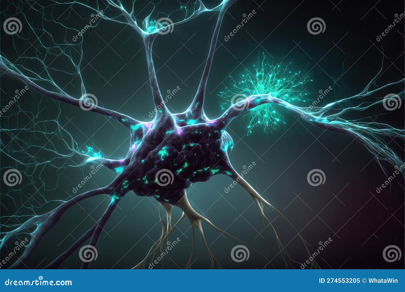 Neuron Under the Microscope in Lab. Ai Generative Illusration Stock ...