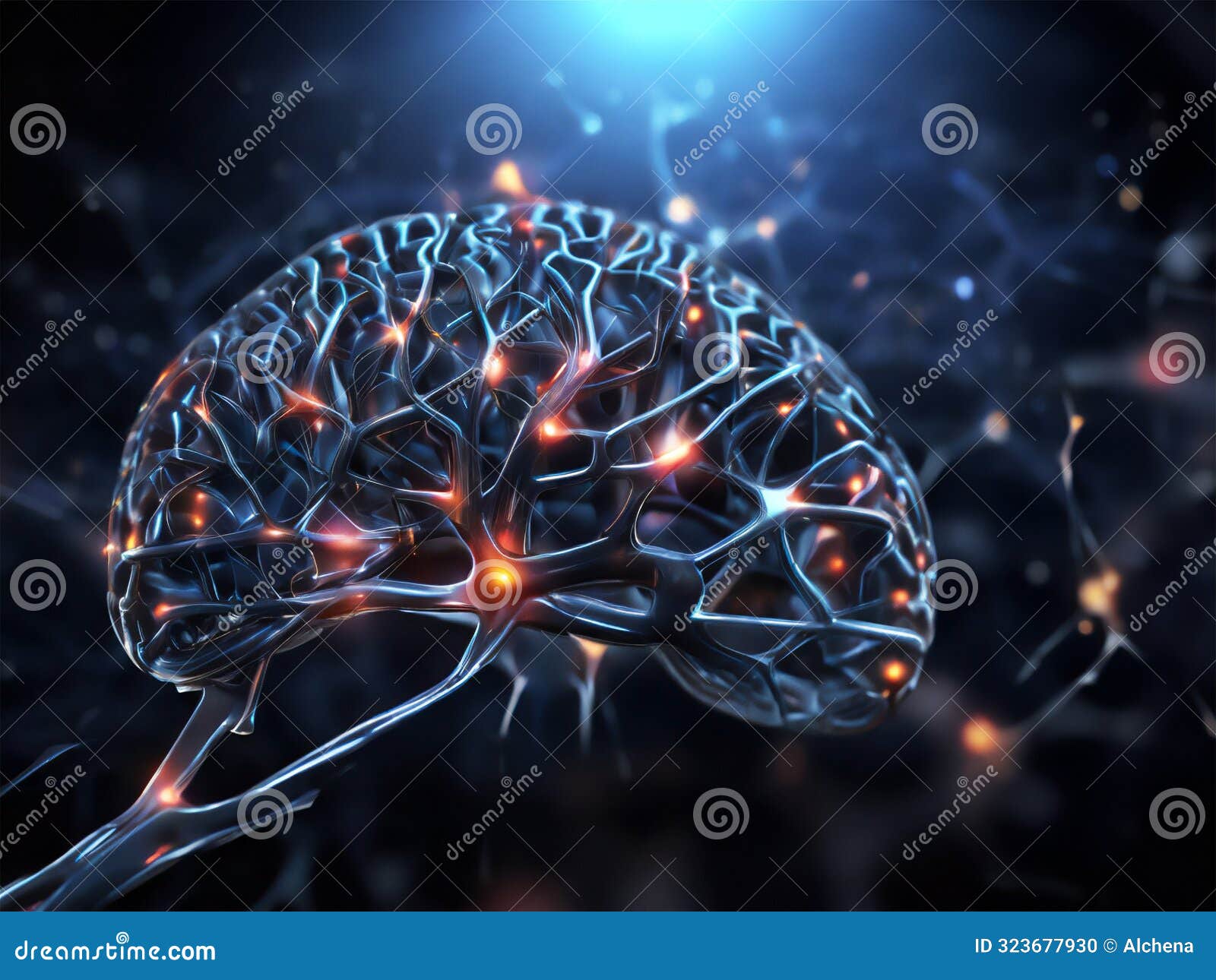 Neuronal Activity in the Human Brain Stock Illustration - Illustration ...