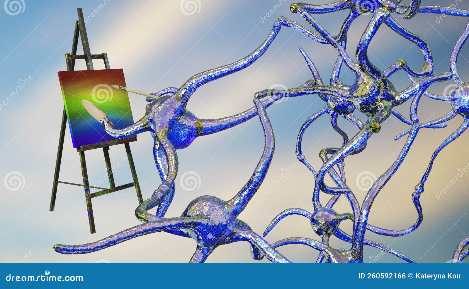 Neuronal Cell Paints a Picture, Conceptual 3D Illustration Stock ... Neuronal Cell Paints a Picture, Conceptual 3D Illustration Stock ...