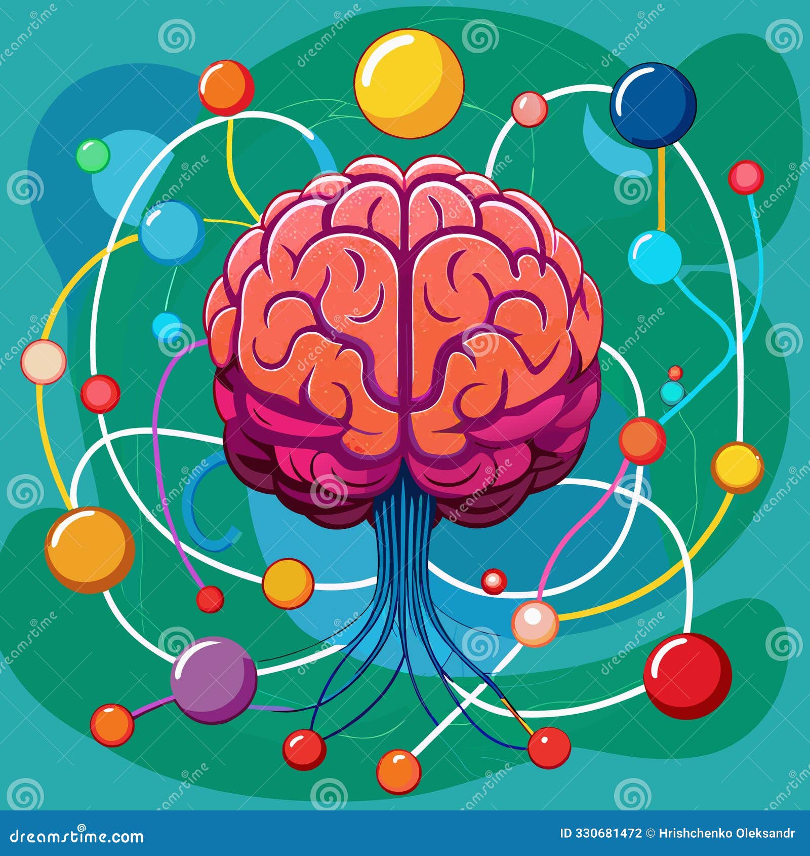 Neuronal Cells in the Brain Create Connections Stock Illustration ...