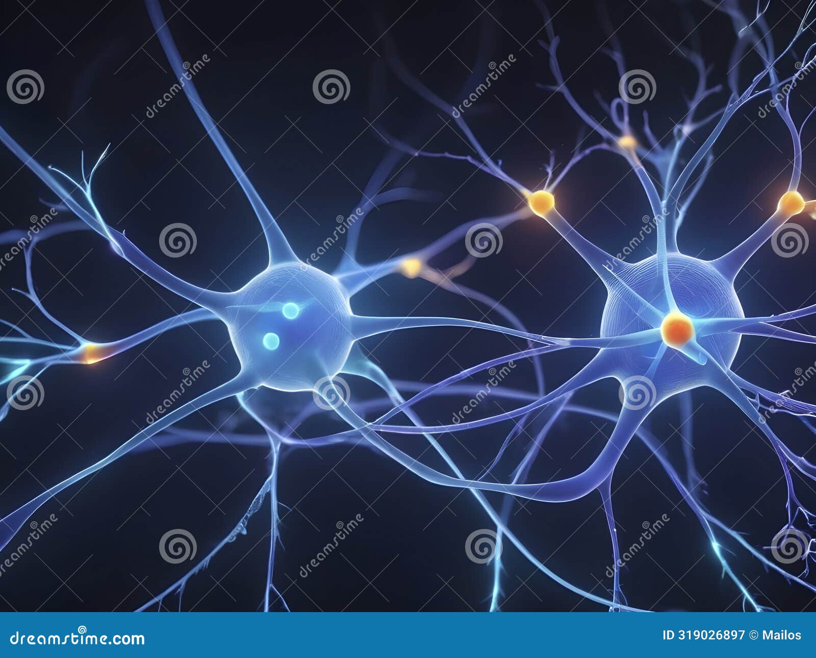 Neuronal Communication Via Synaptic Signaling. Stock Image - Image of ...