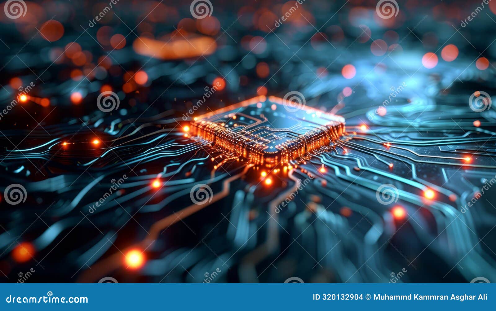 Neuronal Network Concept with Chip and Circuits, Generative Ai Stock Illustration - Illustration ...