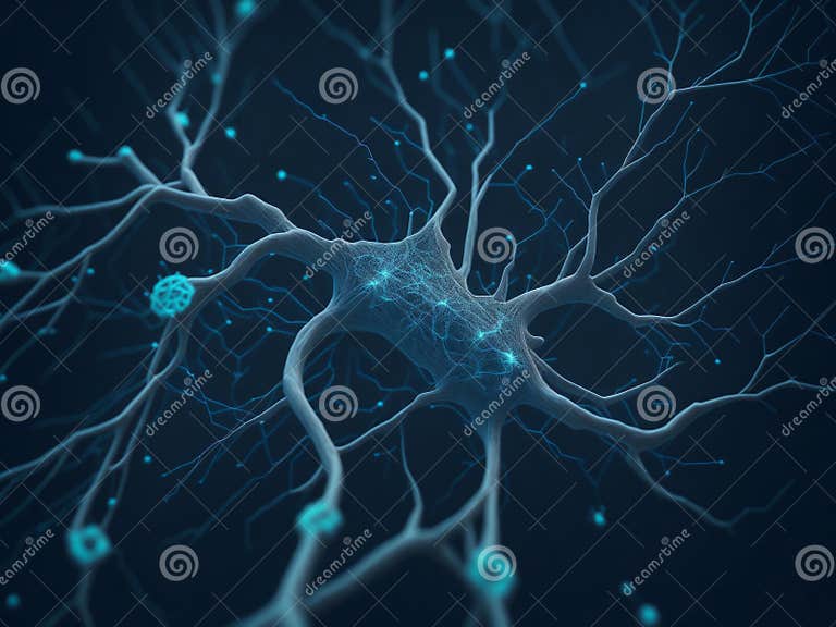 Neuronal Network with Electrical Activity of Neuron Cells 3D Rendering ... Neuronal Network with Electrical Activity of Neuron Cells 3D Rendering ...
