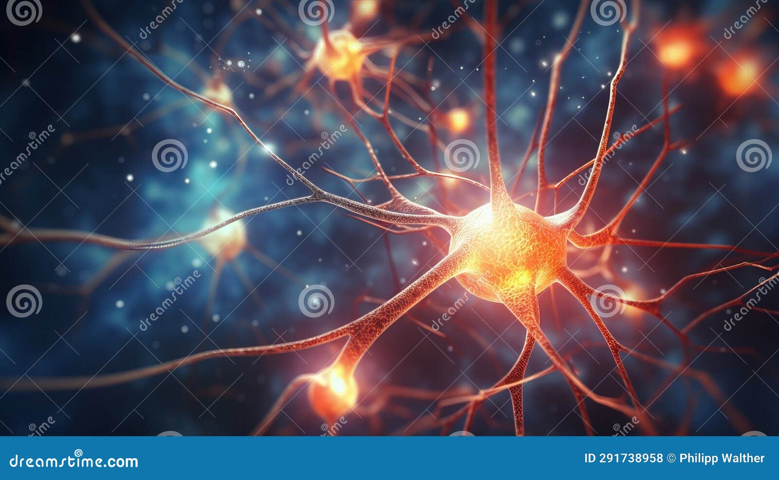 Neuronal Network with Electrical Activity Stock Illustration ...