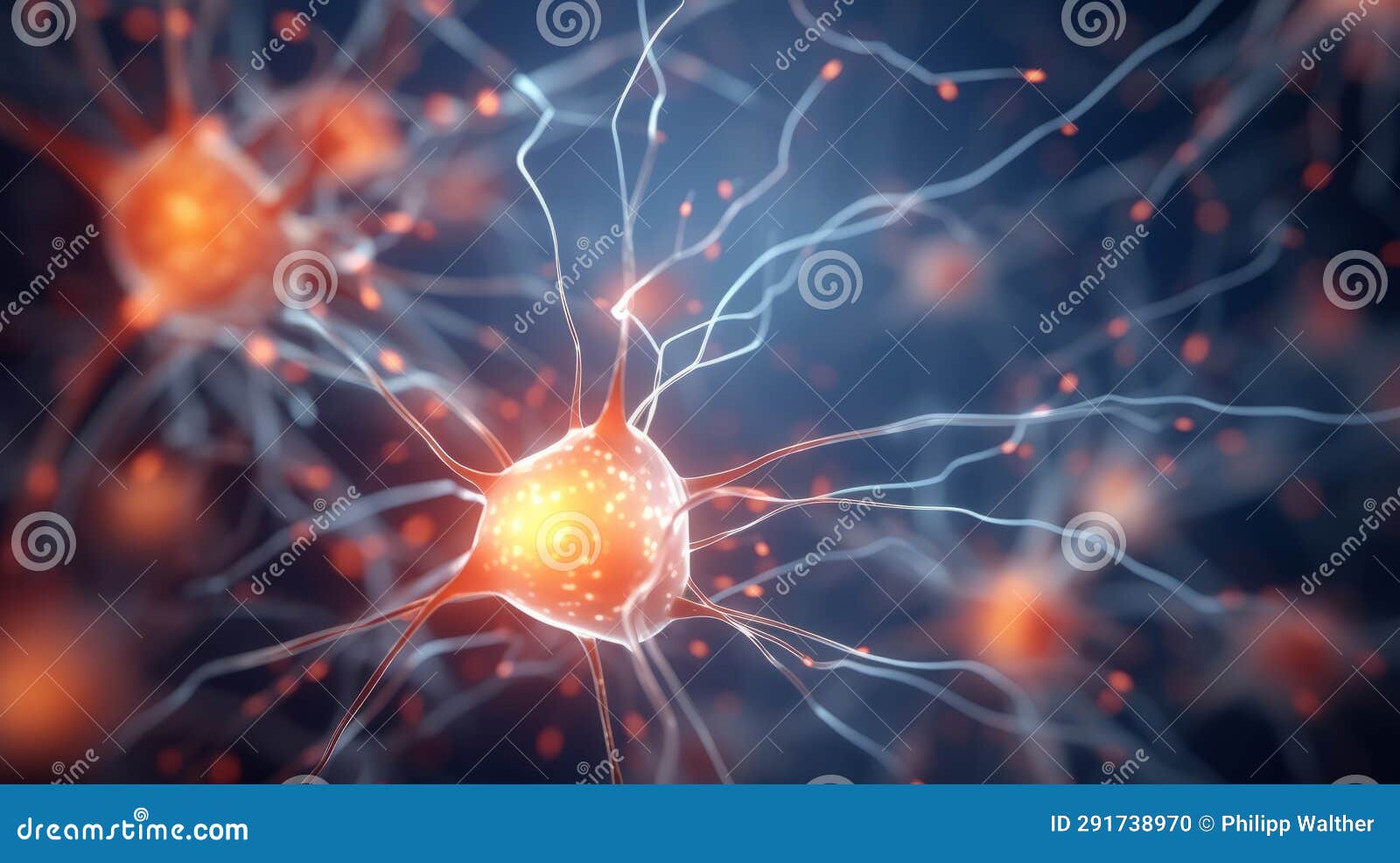 Neuronal Network with Electrical Activity Stock Illustration ...