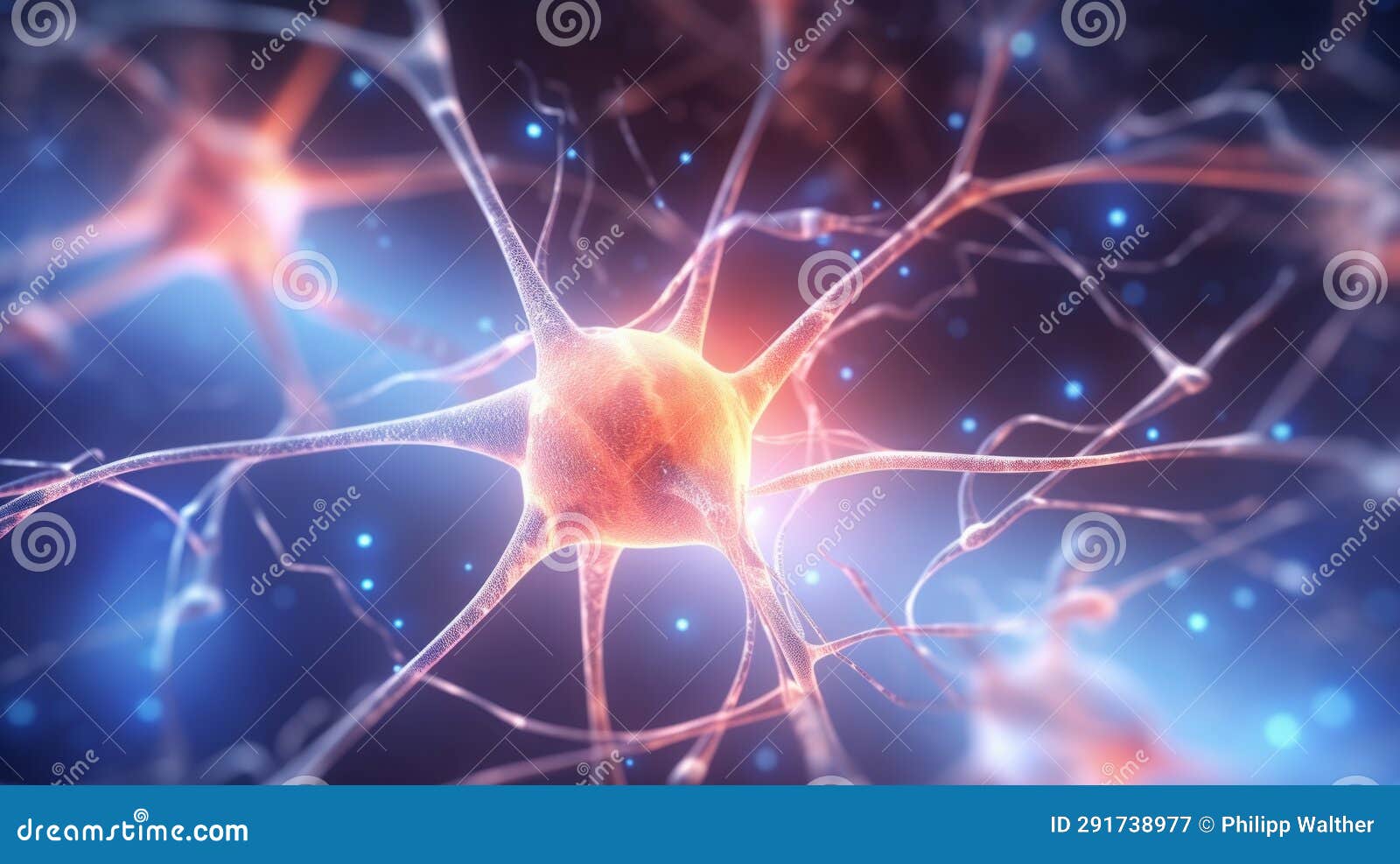 Neuronal Network with Electrical Activity Stock Illustration ...