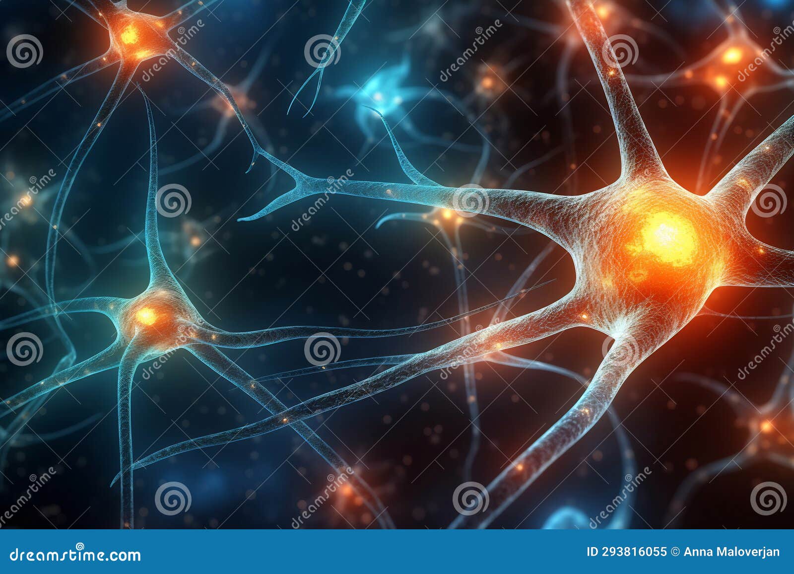 Neuronal Network With Electrical Activity Of Neuron Cells. Neuroscience ...