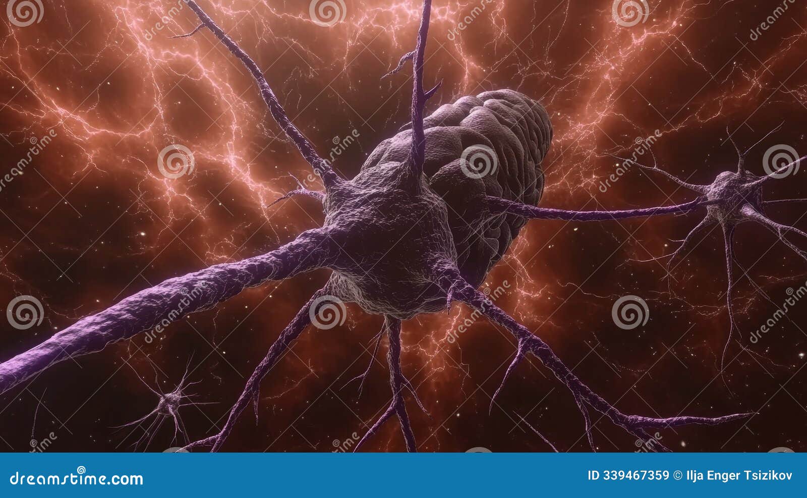 Neuronal Network, Synaptic Transmission, Brain Activity Illustration ... Neuronal Network, Synaptic Transmission, Brain Activity Illustration ...