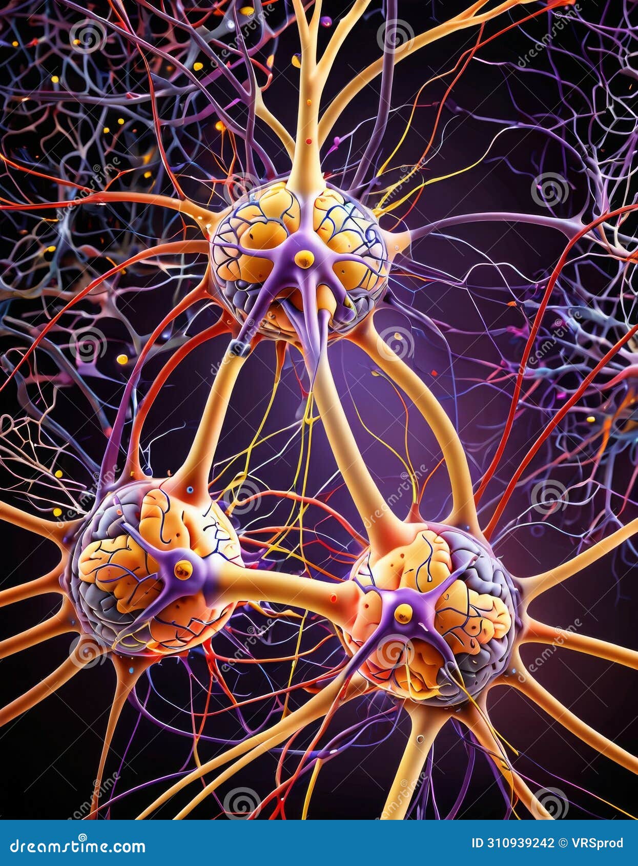 Neuronal Structure Close-Up Render Stock Photo - Image of scientific ...