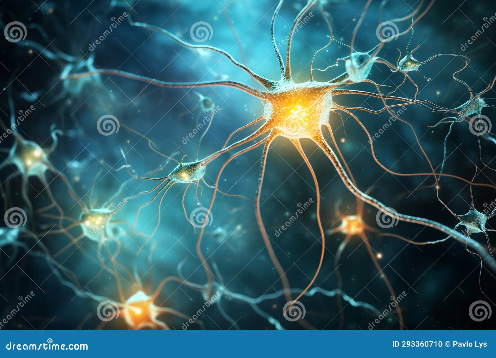 Neuronas En El Cerebro. Modelo Neuronal Stock de ilustración ...