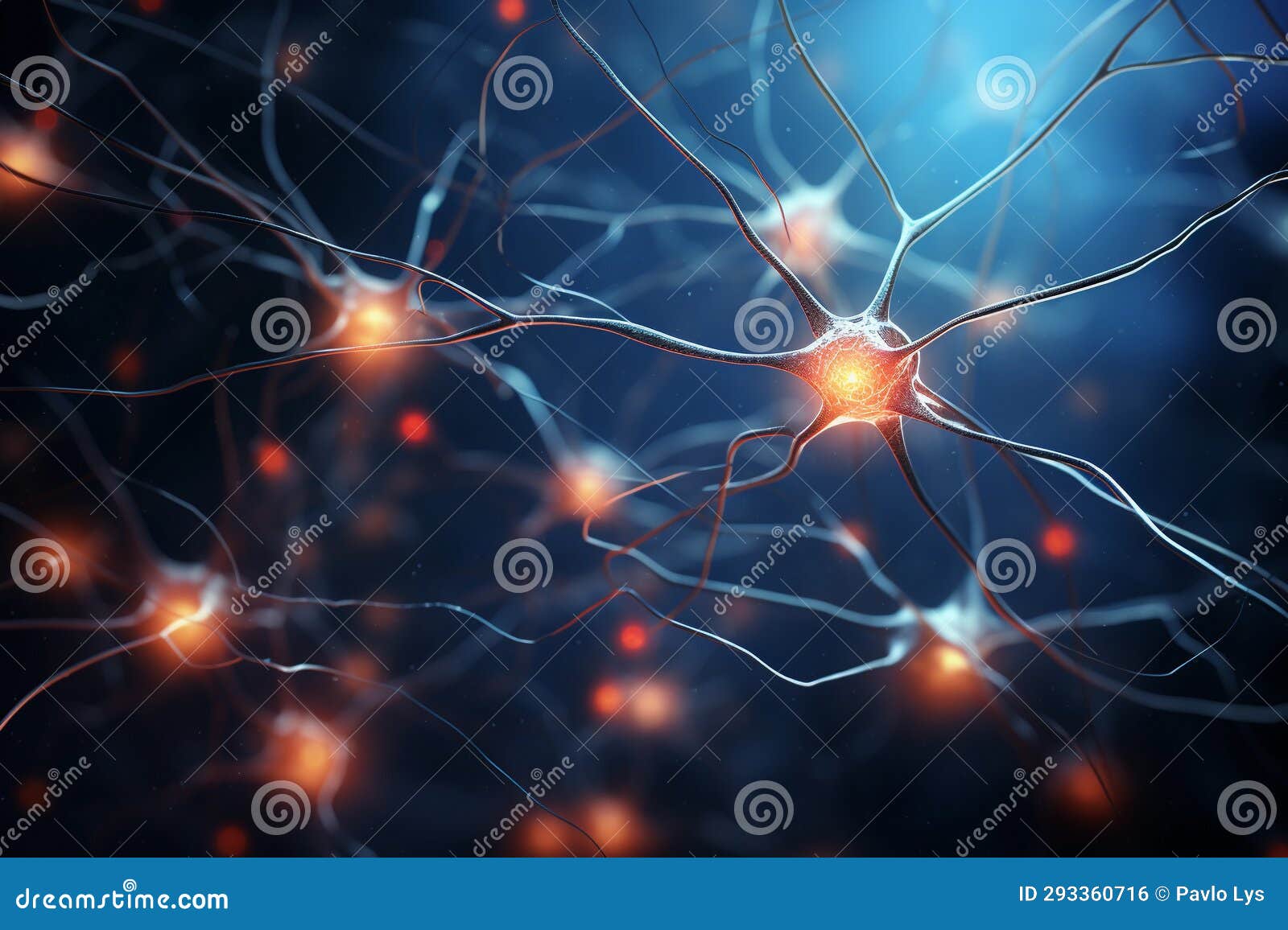 Neuronas En El Cerebro. Modelo Neuronal Stock de ilustración ...