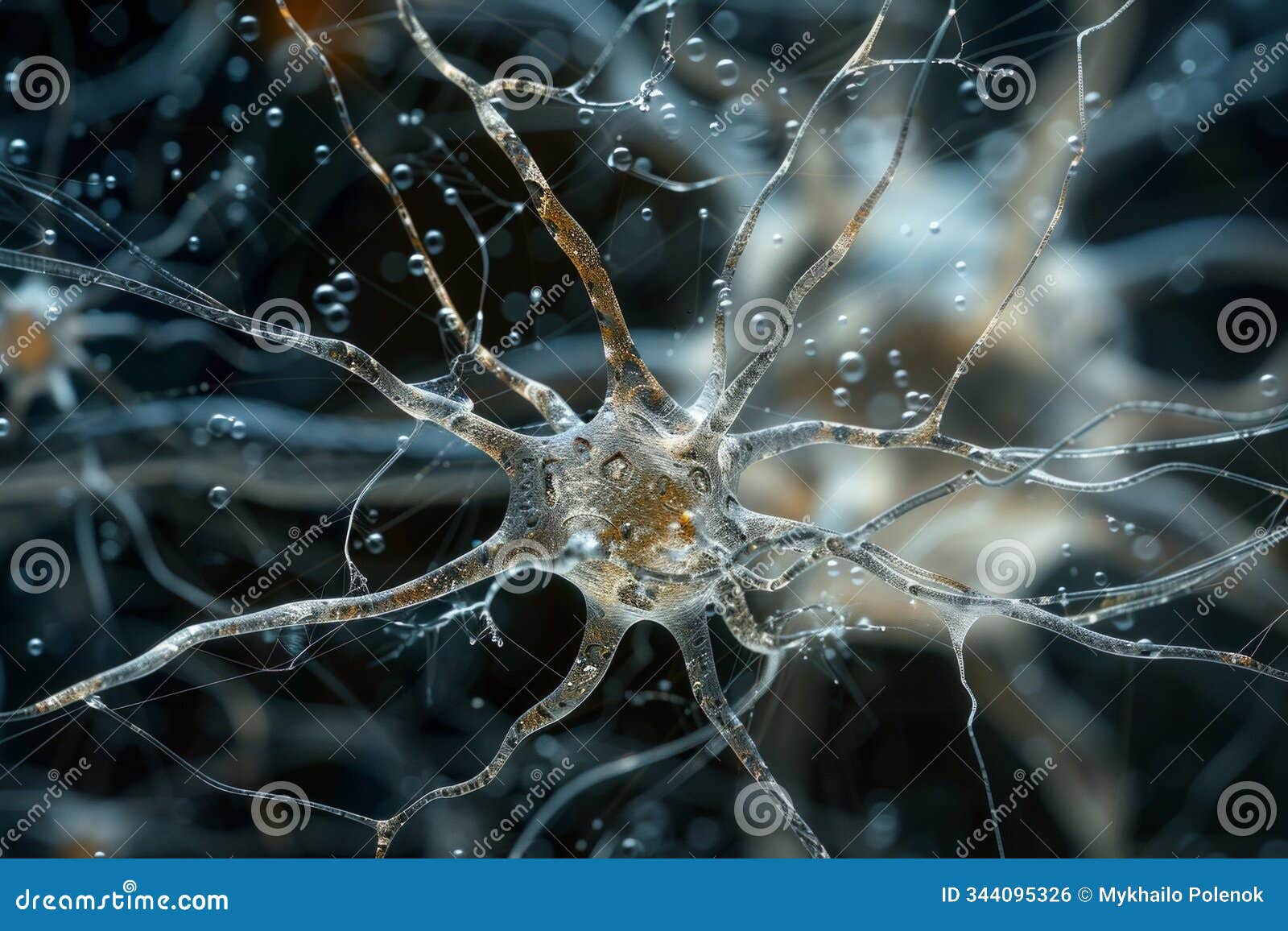 Neurons Abstract Background. Connections of Nerves in Microscope View ...