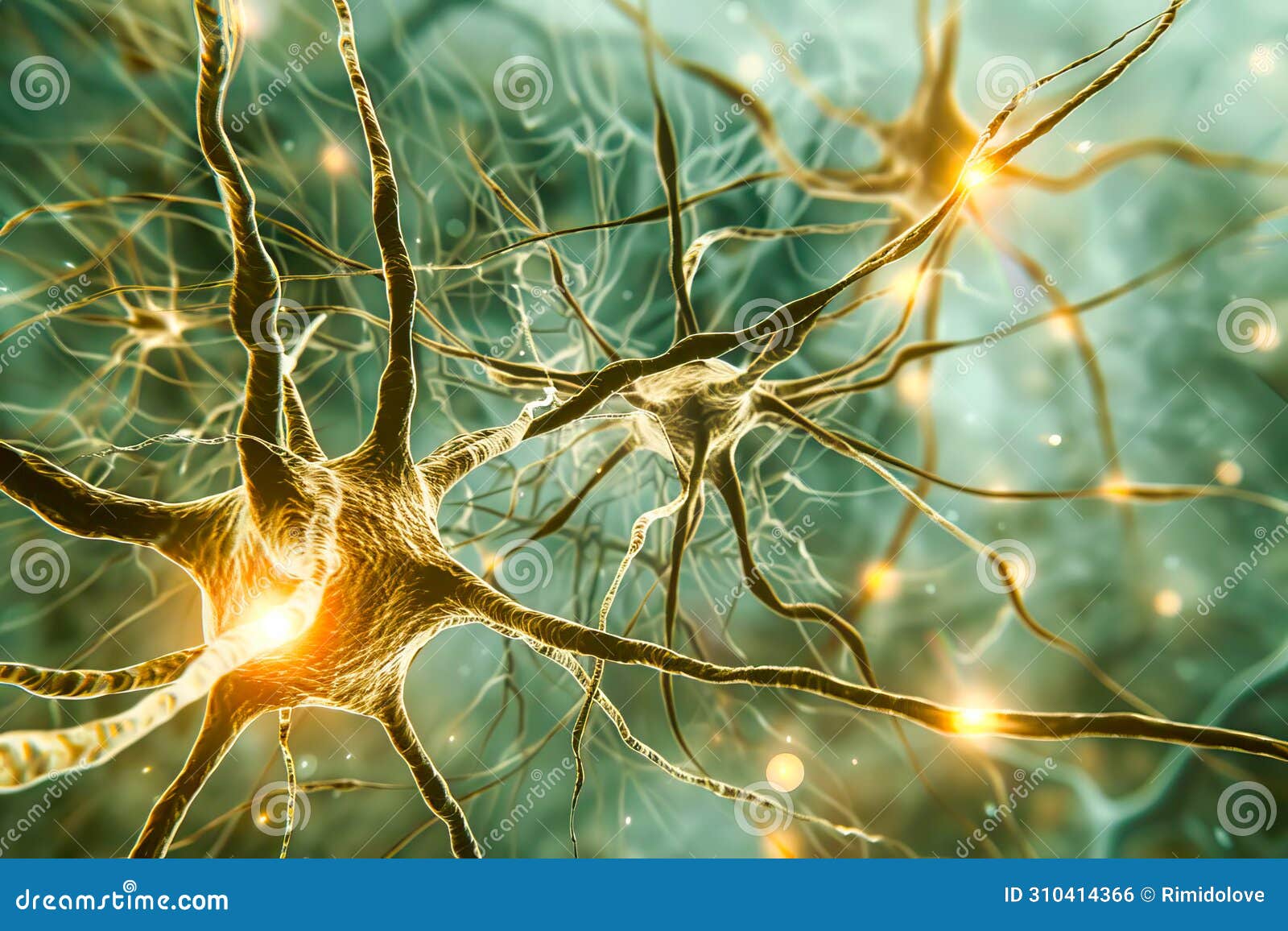 Neurons in Action with Synapses Firing in the Brain Stock Photo - Image ...