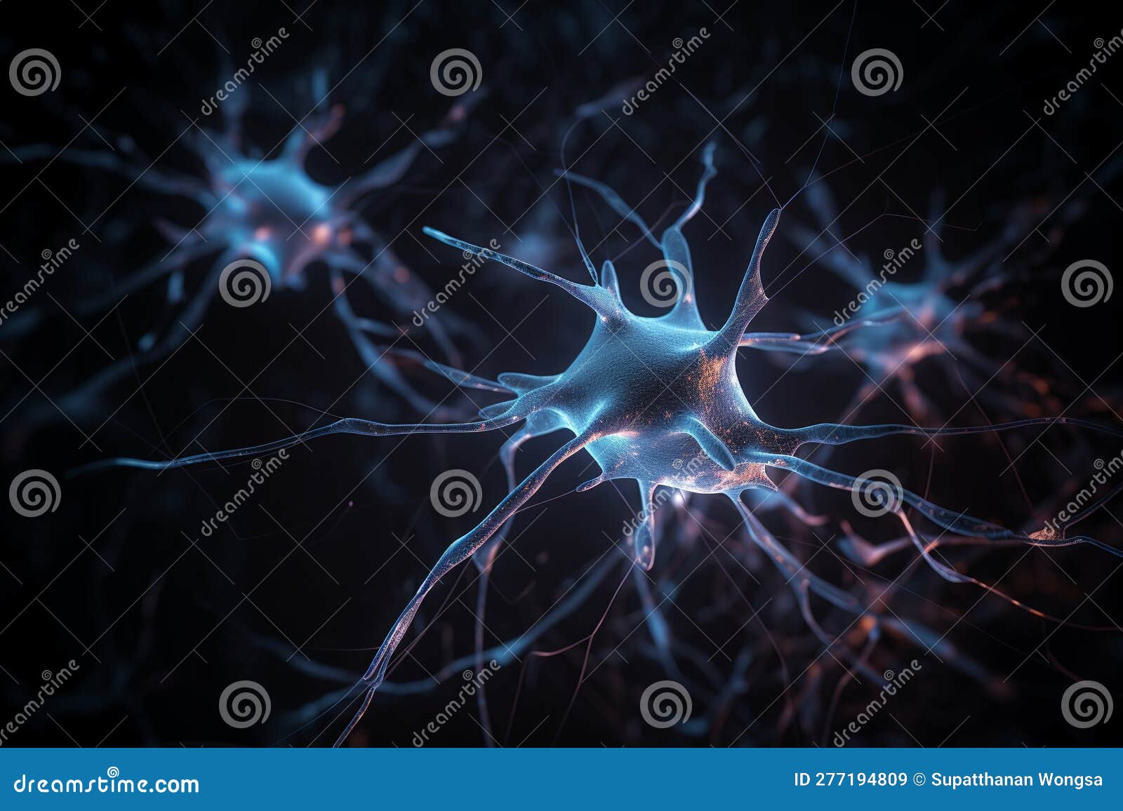 Neurons in the Brain Background from Generative Ai Stock Illustration ...