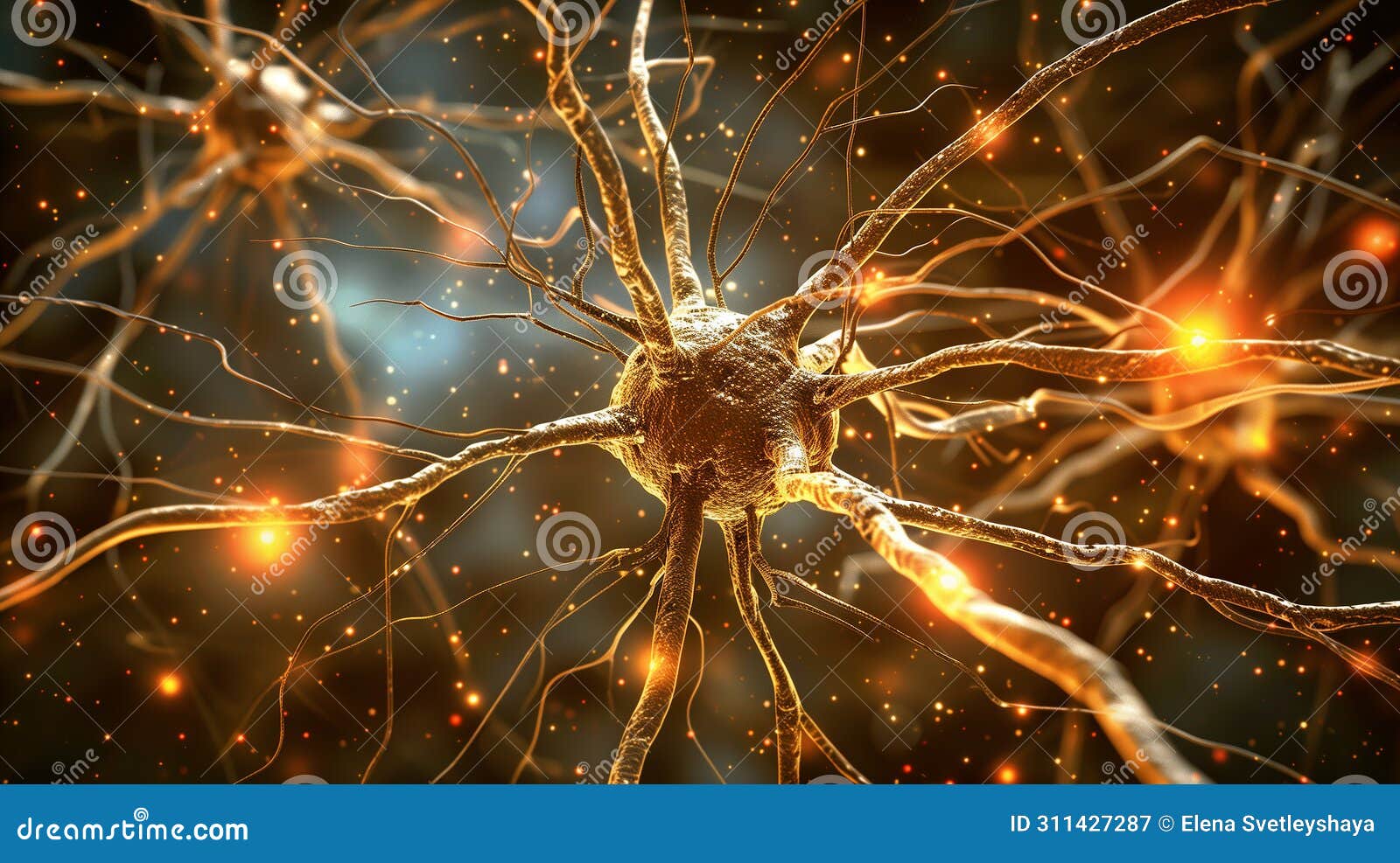 Neurons Brain Cell Medical Background. Stock Illustration ...