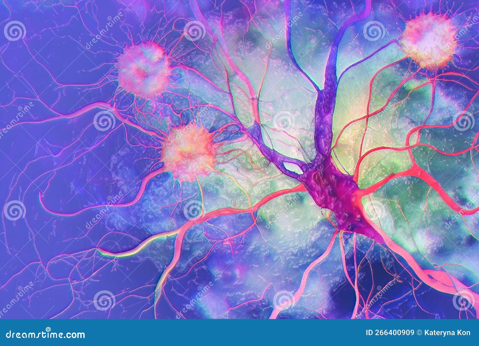 Neurons, Brain Cells, Neural Network, 3D Illustration Stock ...