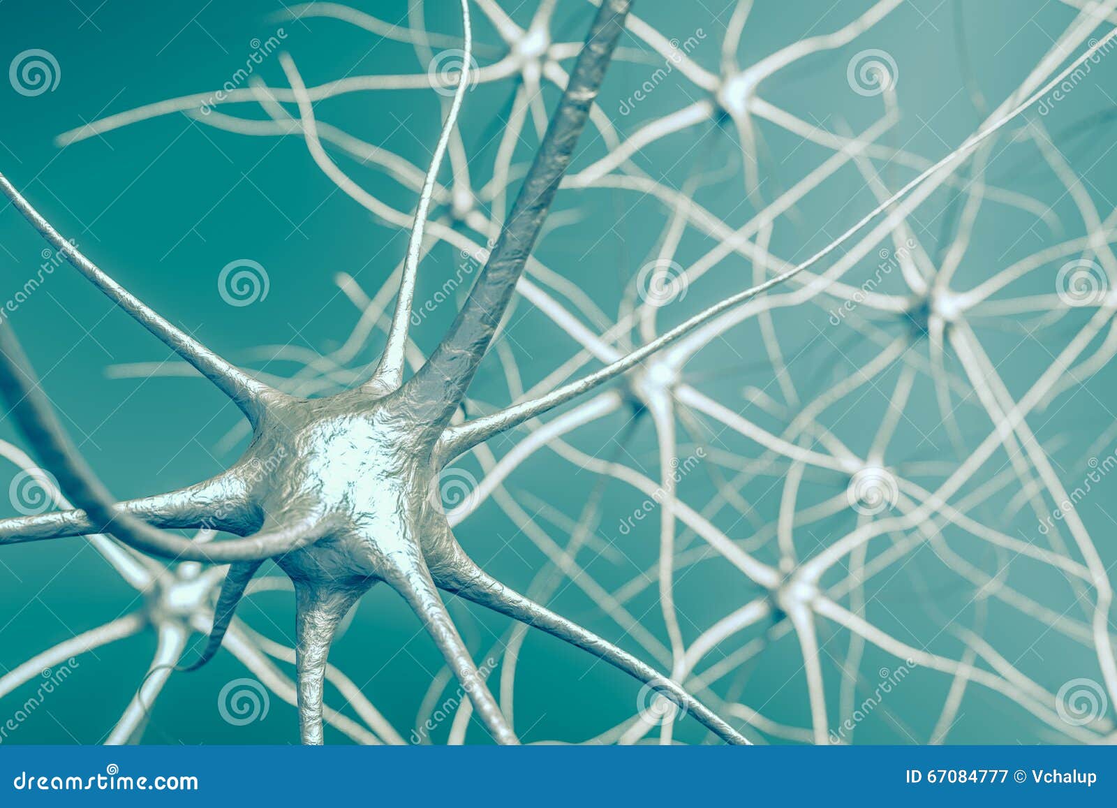 Neurons in Brain, 3D Illustration of Neural Network Stock Illustration ...