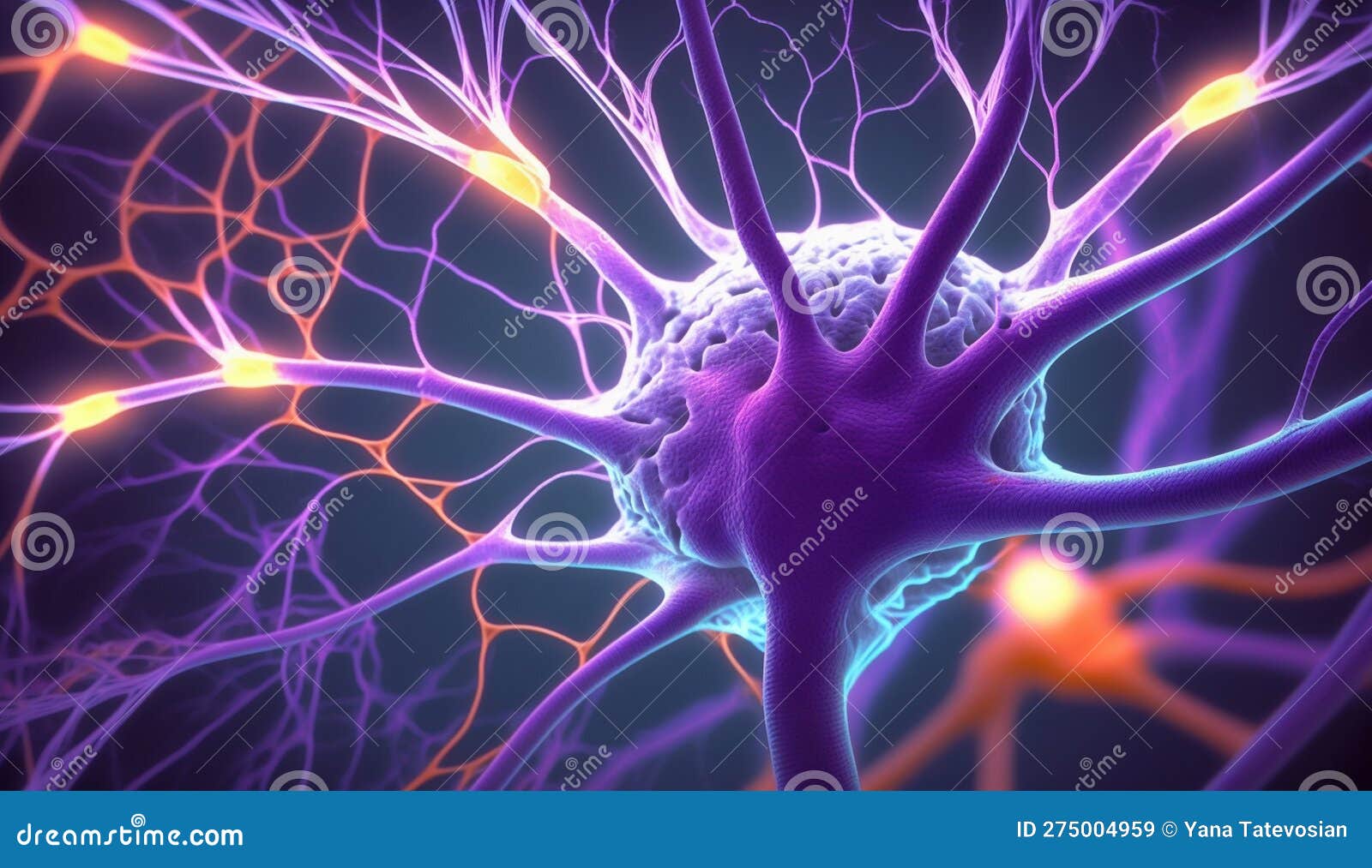 Neurons in the Brain with Focus Effect. Generative AI, Stock Image ...