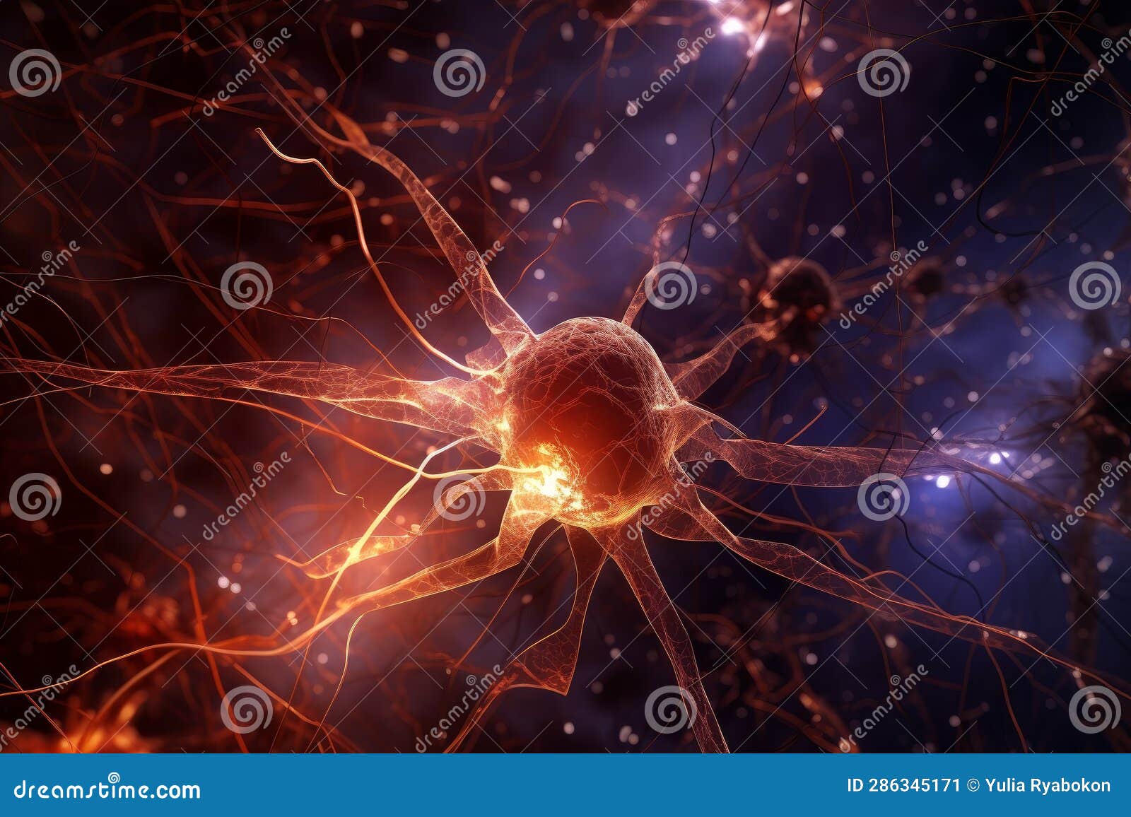 Neurons Brain Glow. Generate Ai Stock Illustration - Illustration of ...