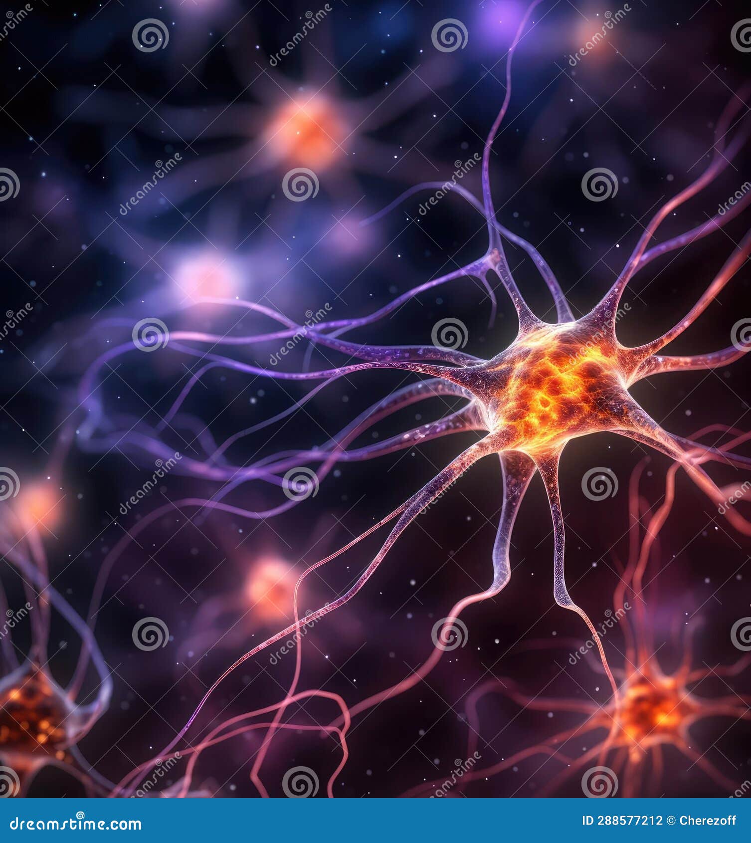 Neurons in the brain stock illustration. Illustration of head - 288577212