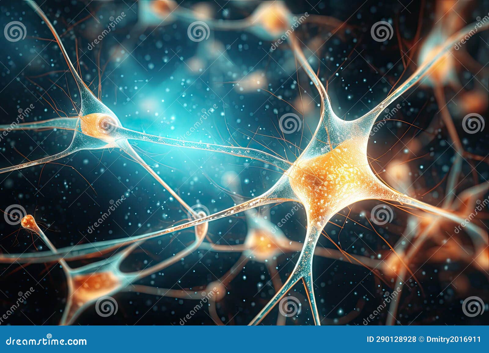 Neurons in the brain. stock photo. Image of brainstorm - 290128928