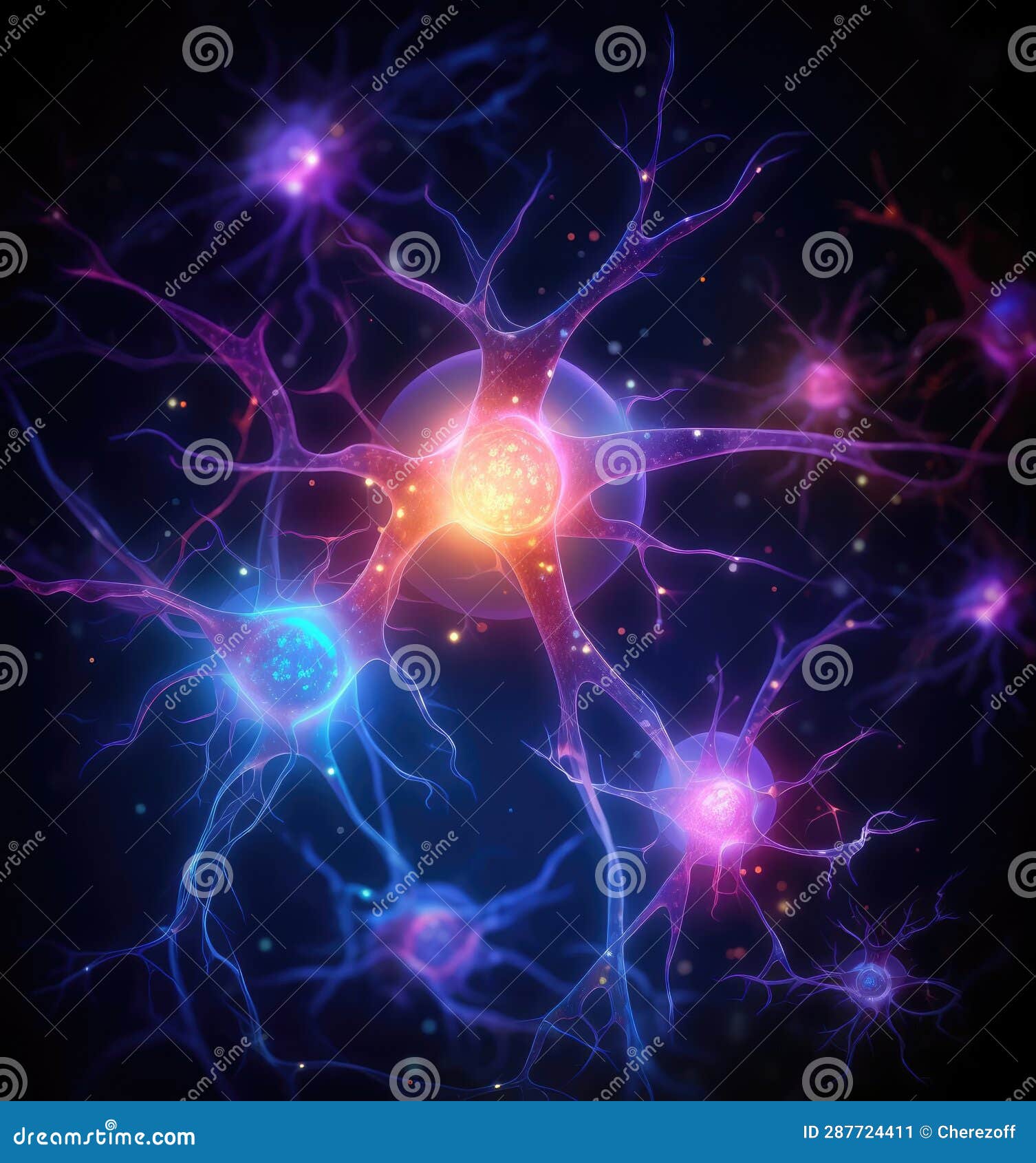 Neurons in the brain stock illustration. Illustration of neural - 287724411