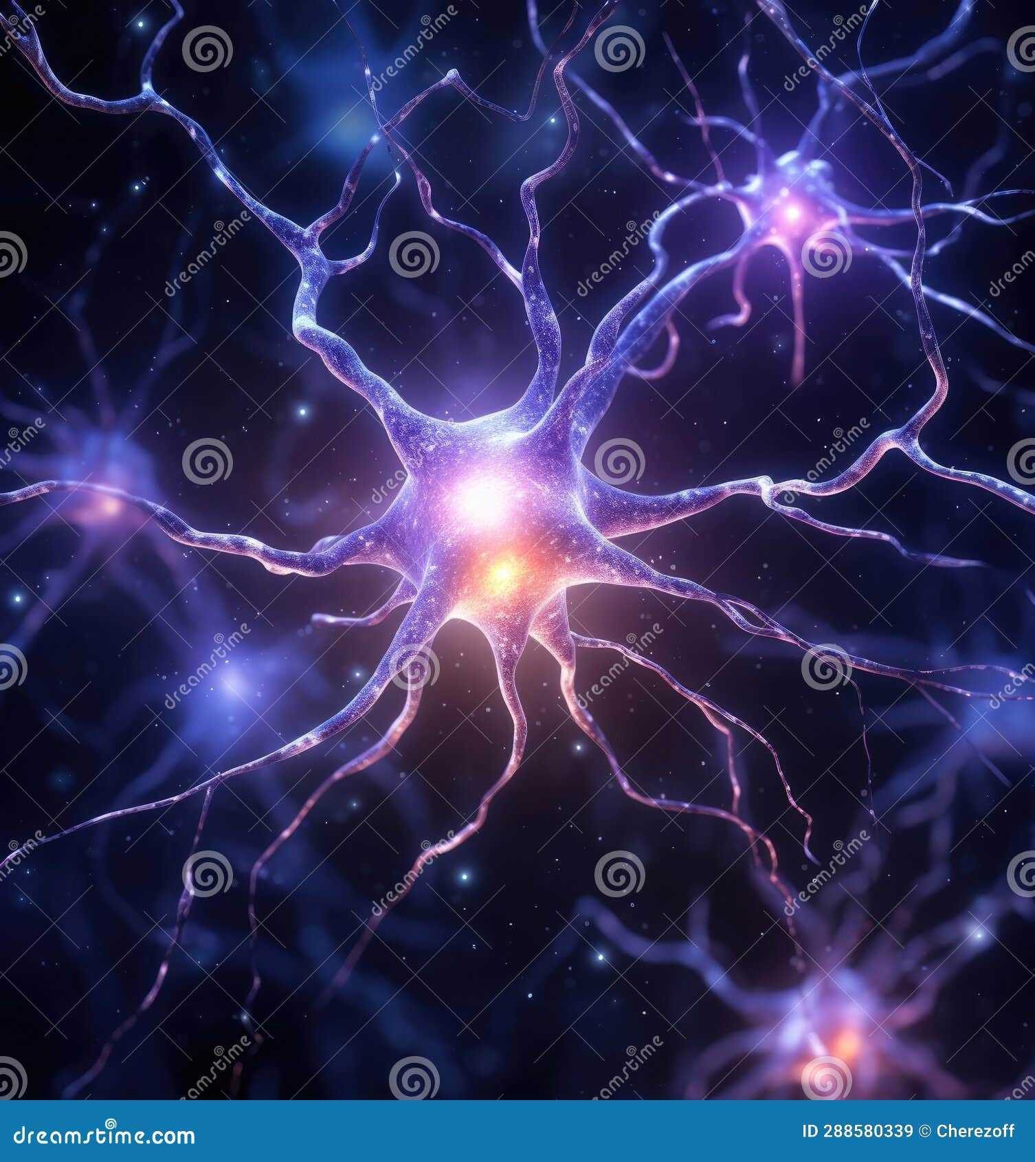 Neurons in the brain stock illustration. Illustration of mind - 288580339