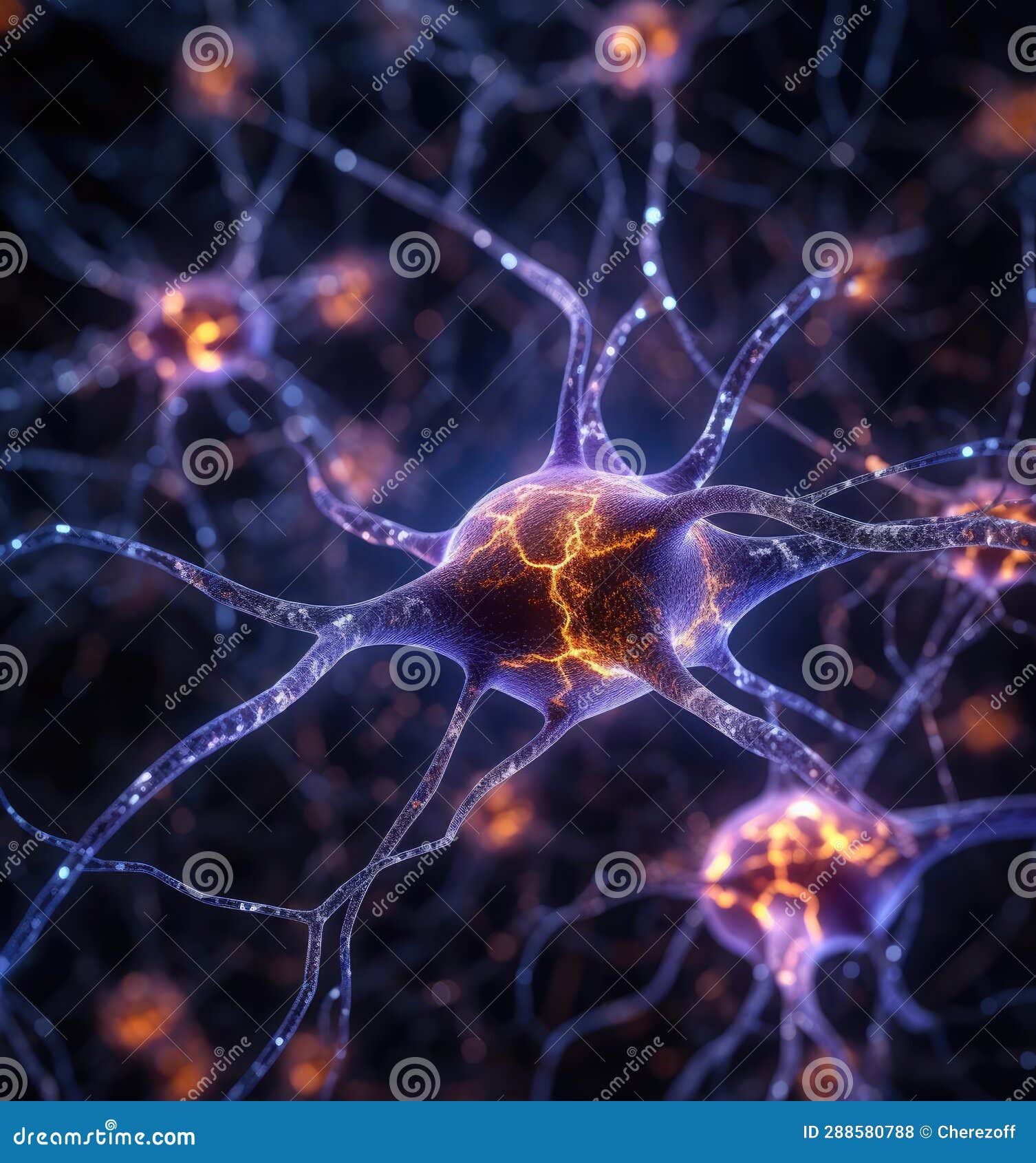 Neurons in the brain stock illustration. Illustration of anatomy ...