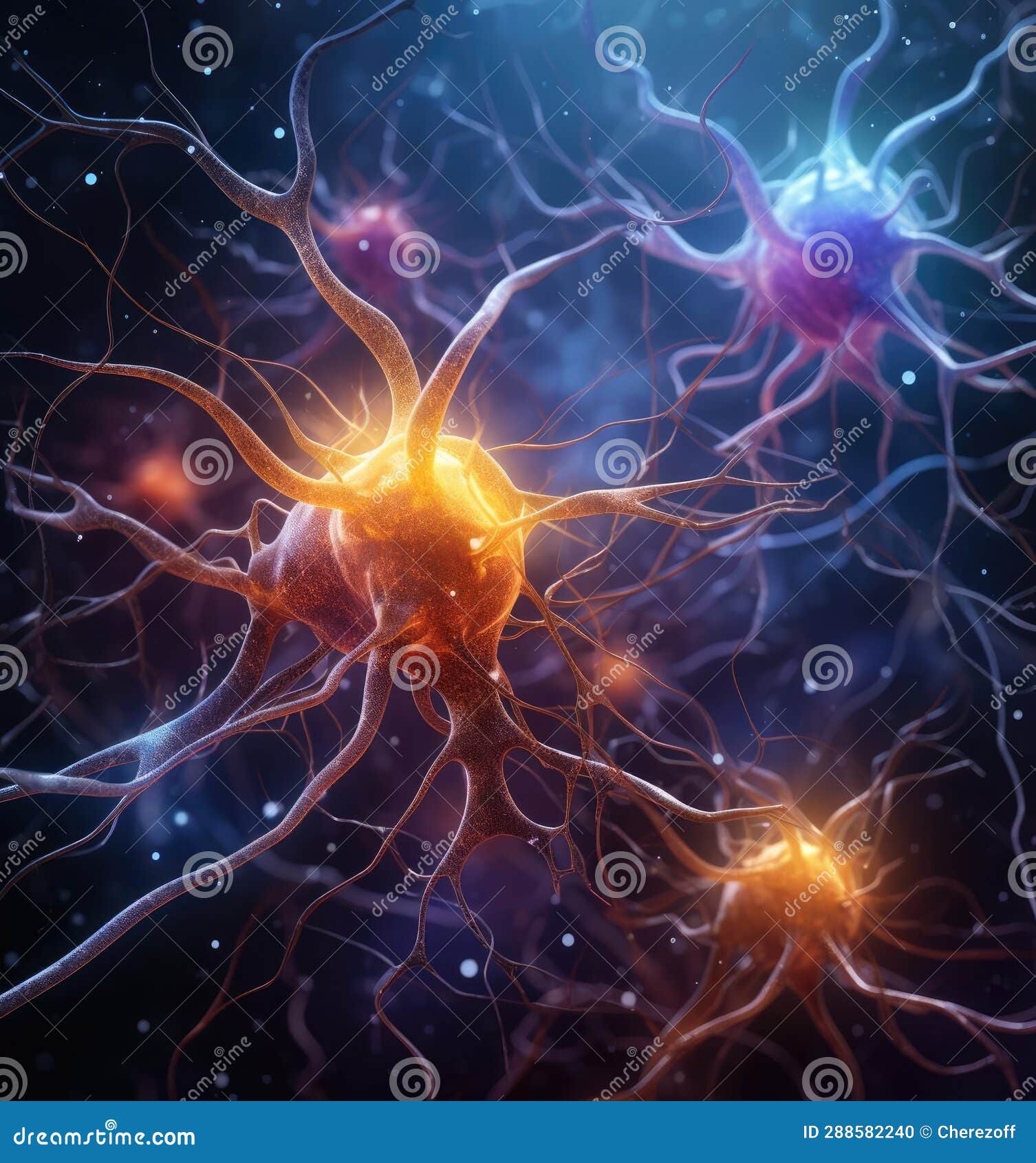 Neurons in the brain stock illustration. Illustration of concept ...