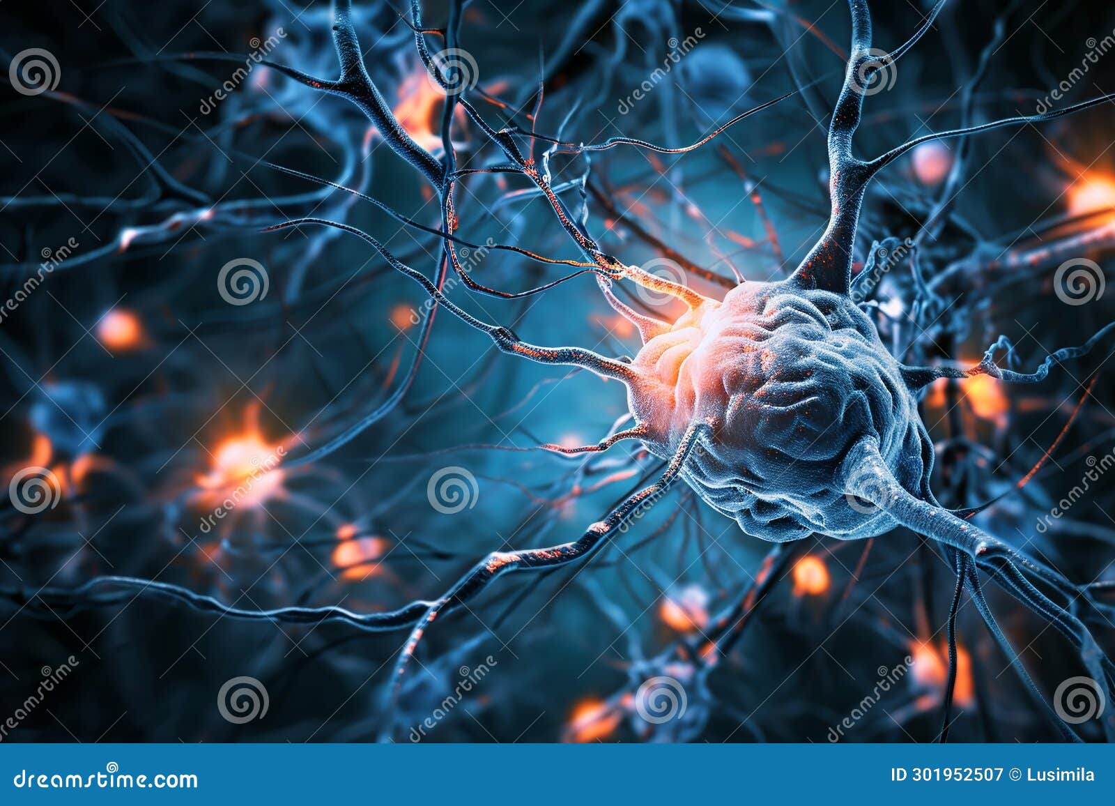 Neurons Communicate with Each Other Stock Illustration - Illustration ...