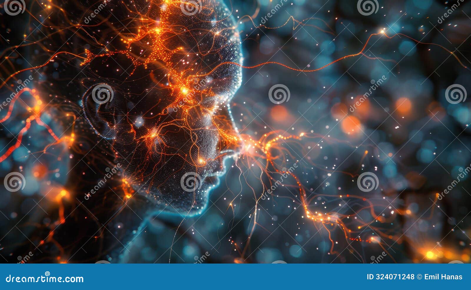 Neurons that Conduct an Impulse in the Brain Stock Illustration ...