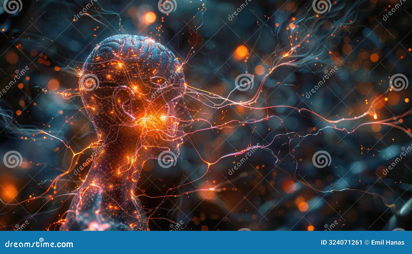 Neurons that Conduct an Impulse in the Brain Stock Illustration ...