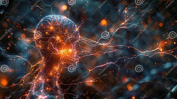 Neurons that Conduct an Impulse in the Brain Stock Illustration ...