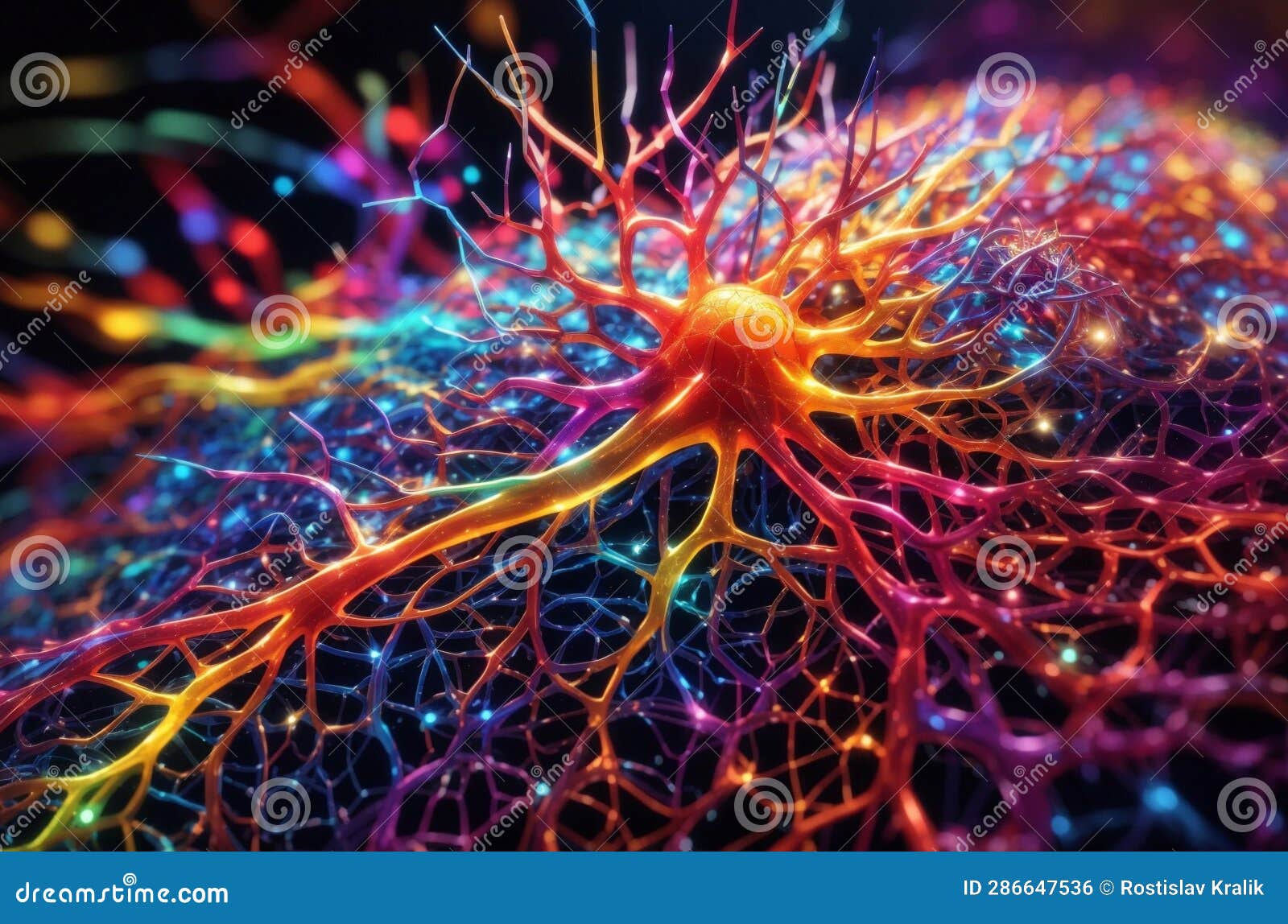 Abstract Design of Colorful Neurons Stock Illustration - Illustration ...
