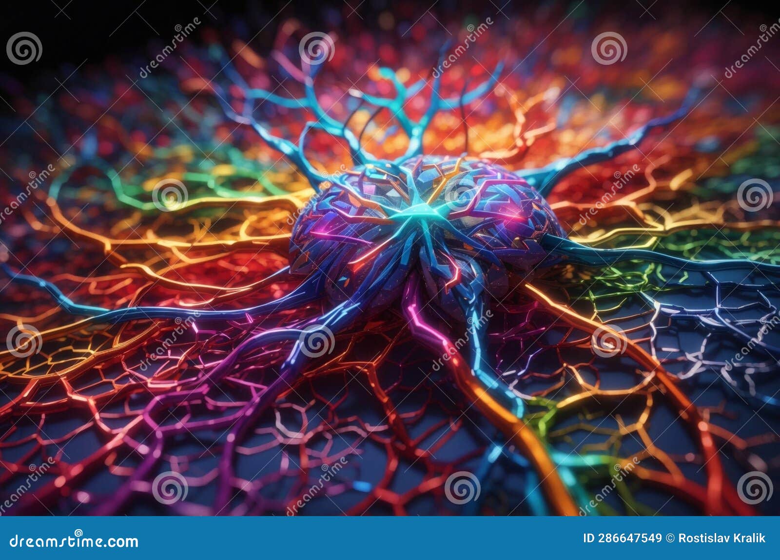 Colorful neurons stock illustration. Illustration of motion - 286647549