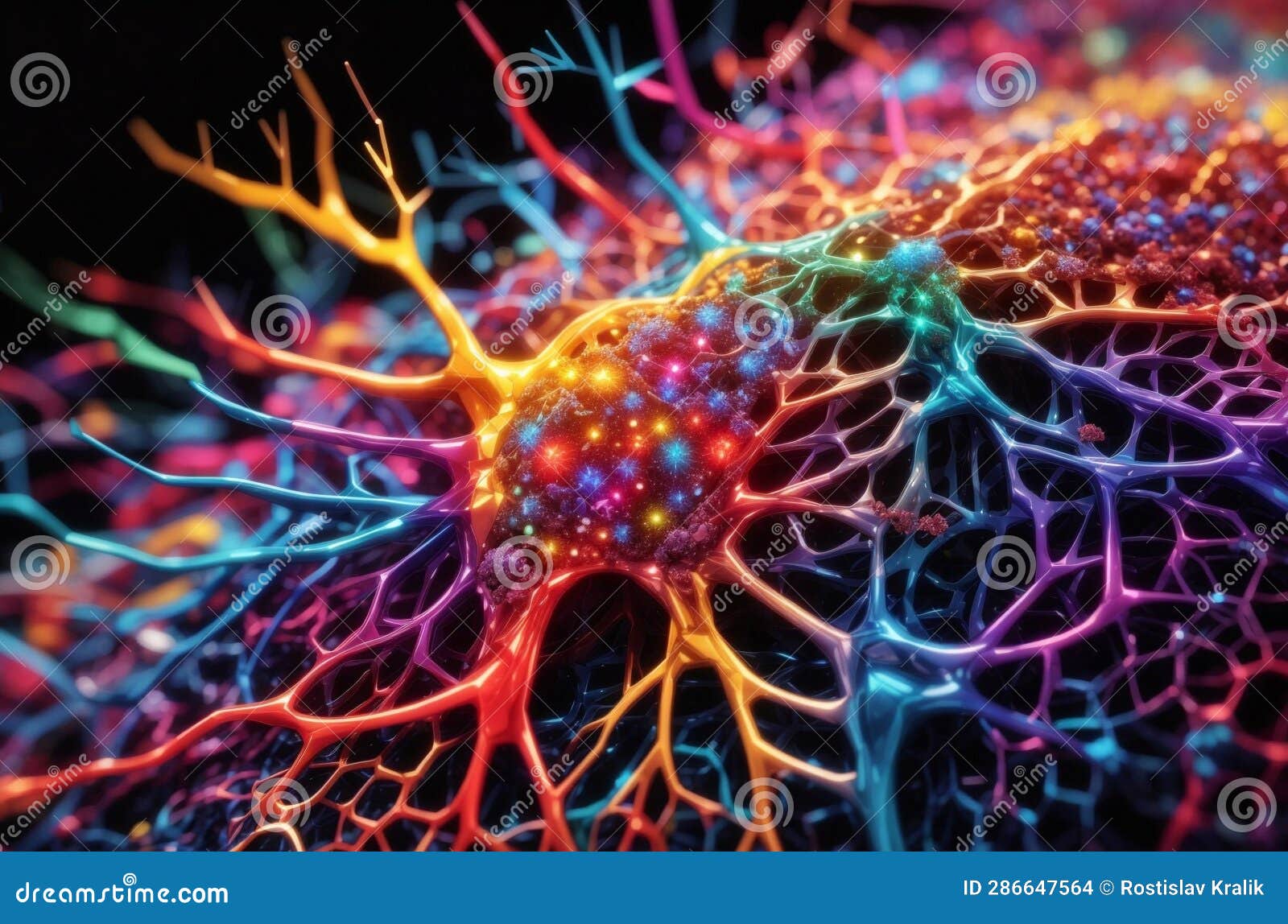 Colorful neurons stock illustration. Illustration of lightning - 286647564
