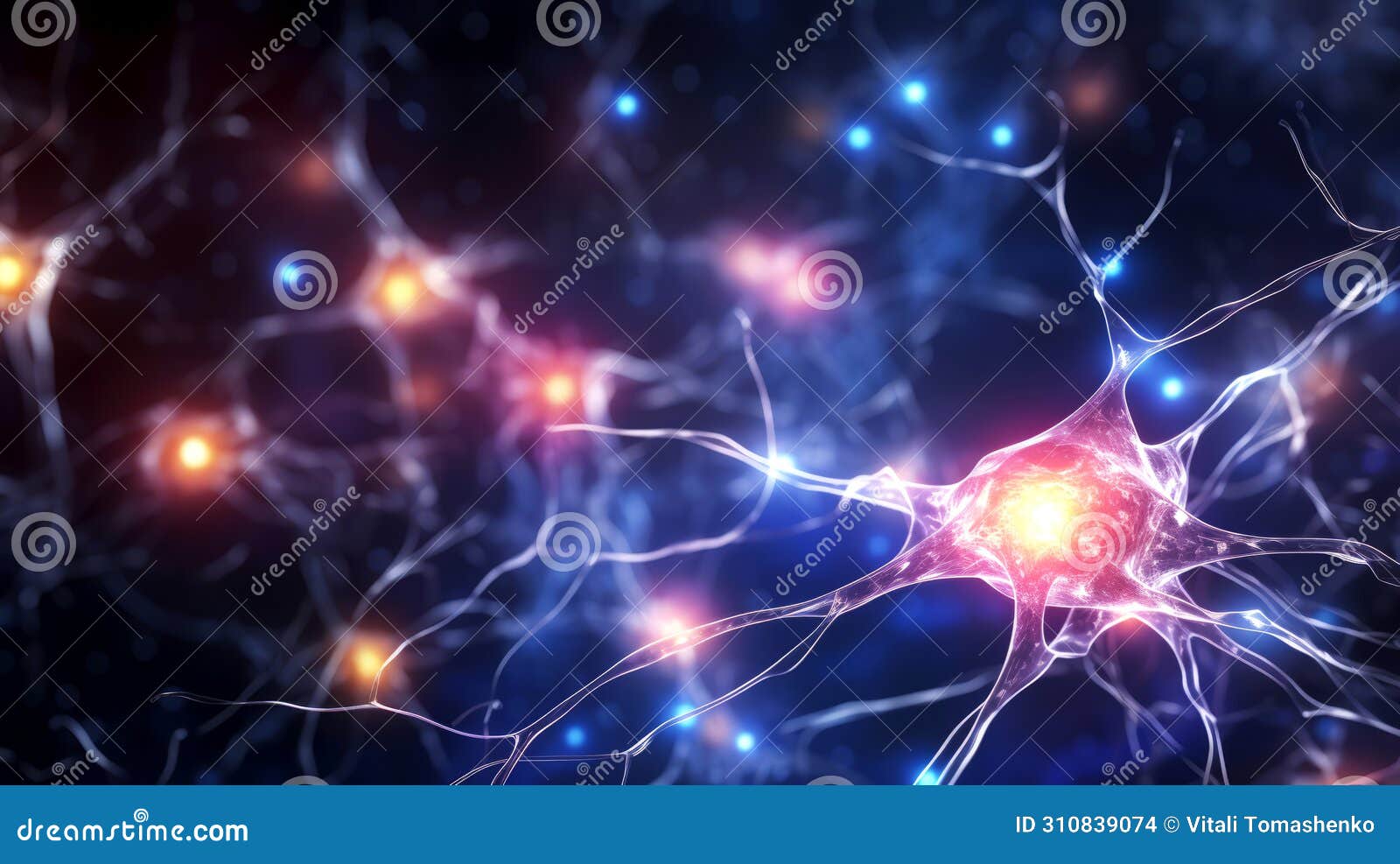 Neurons within the Human Brain, Vivid Colors Represent Dynamic ...