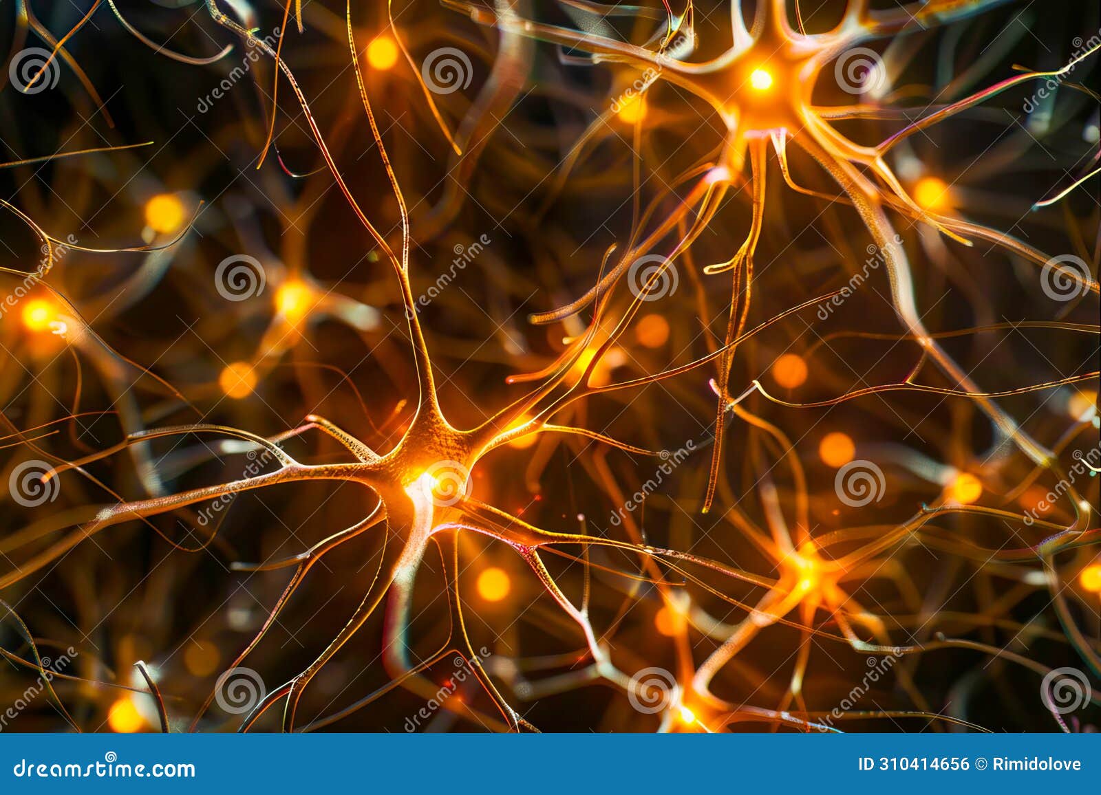 Neurons Interconnected with Bright Signals Representing Brain Activity ...