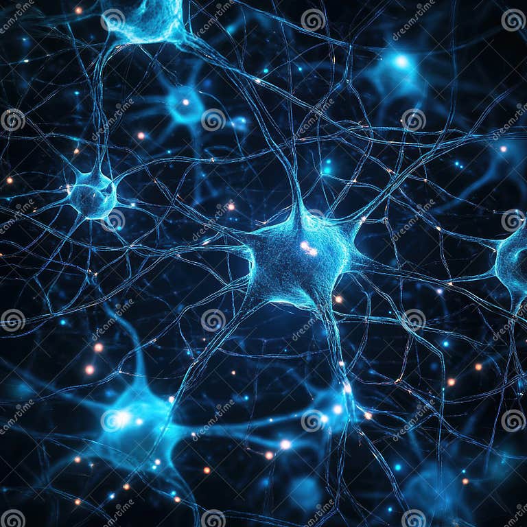 Neurons Interconnected in a Vibrant Network Showcasing Activity within ...