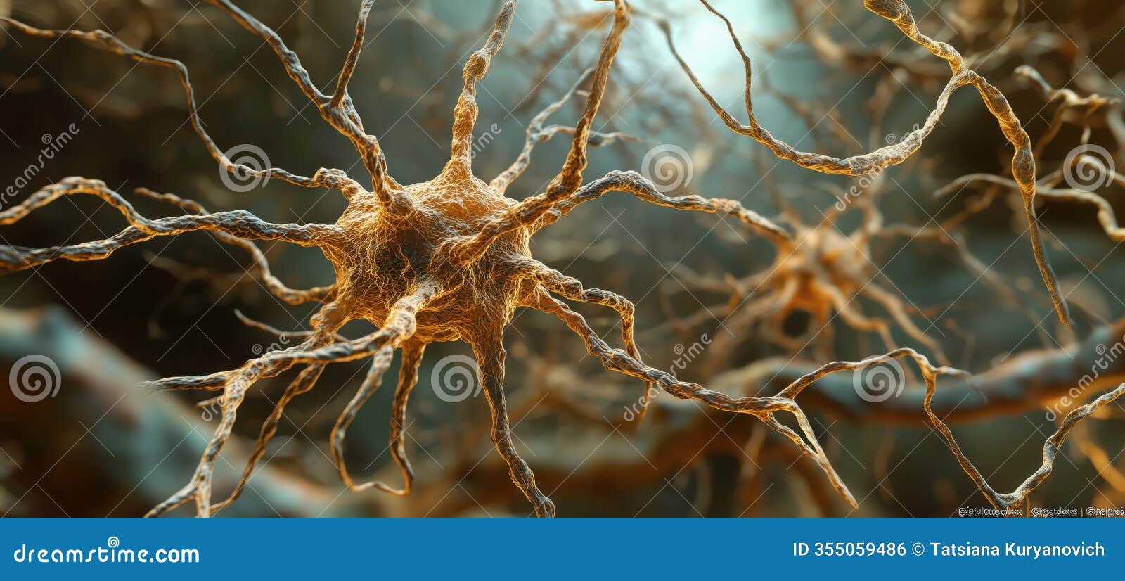 Neurons with Intricate Dendrites and Axons, Showcasing Complex Neural ...