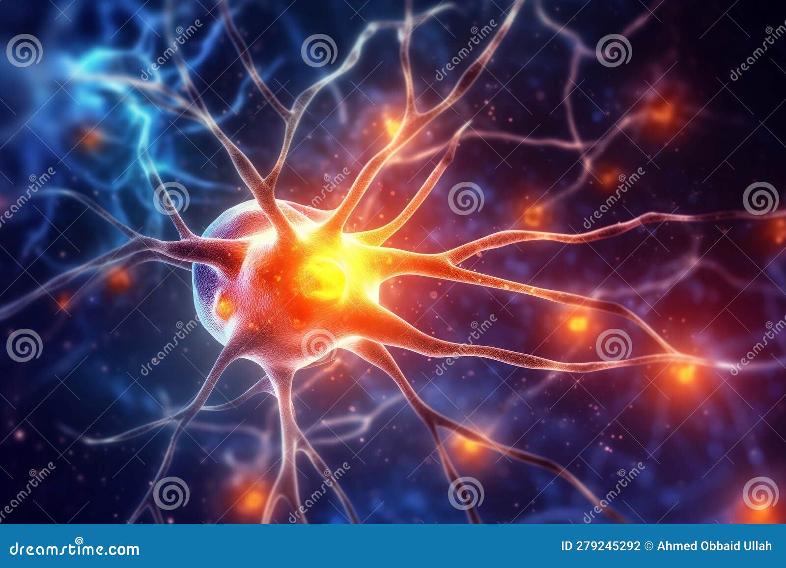 Neurons with Lightning in Human Brain, Generative Ai Stock Illustration ...
