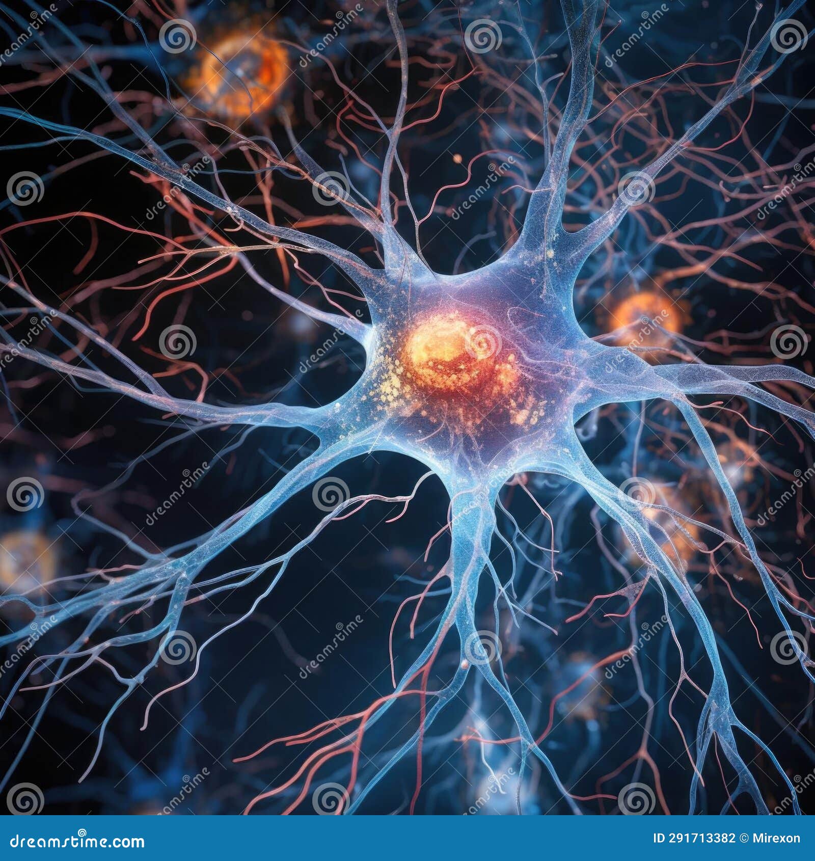 Neurons And Nervous System Nerve Cells Background With Copy Space