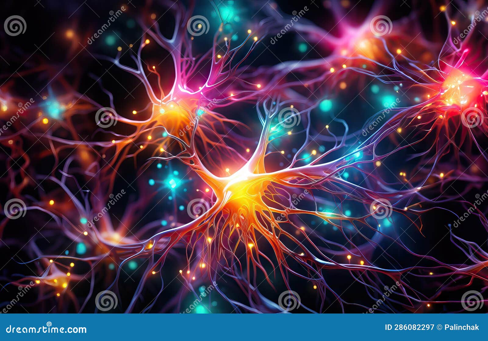 Neurons Neural Networks And Synapses As Brain Structures Stock Illustration Illustration Of