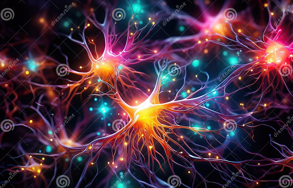 Neurons, Neural Networks and Synapses As Brain Structures Stock Illustration - Illustration of ...