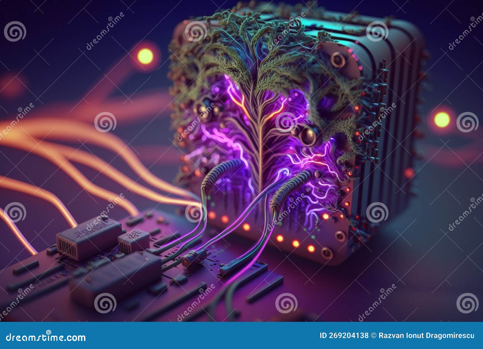 Neuroprocessor. an Abstract 3D Illustration of a Chip Processor with ...